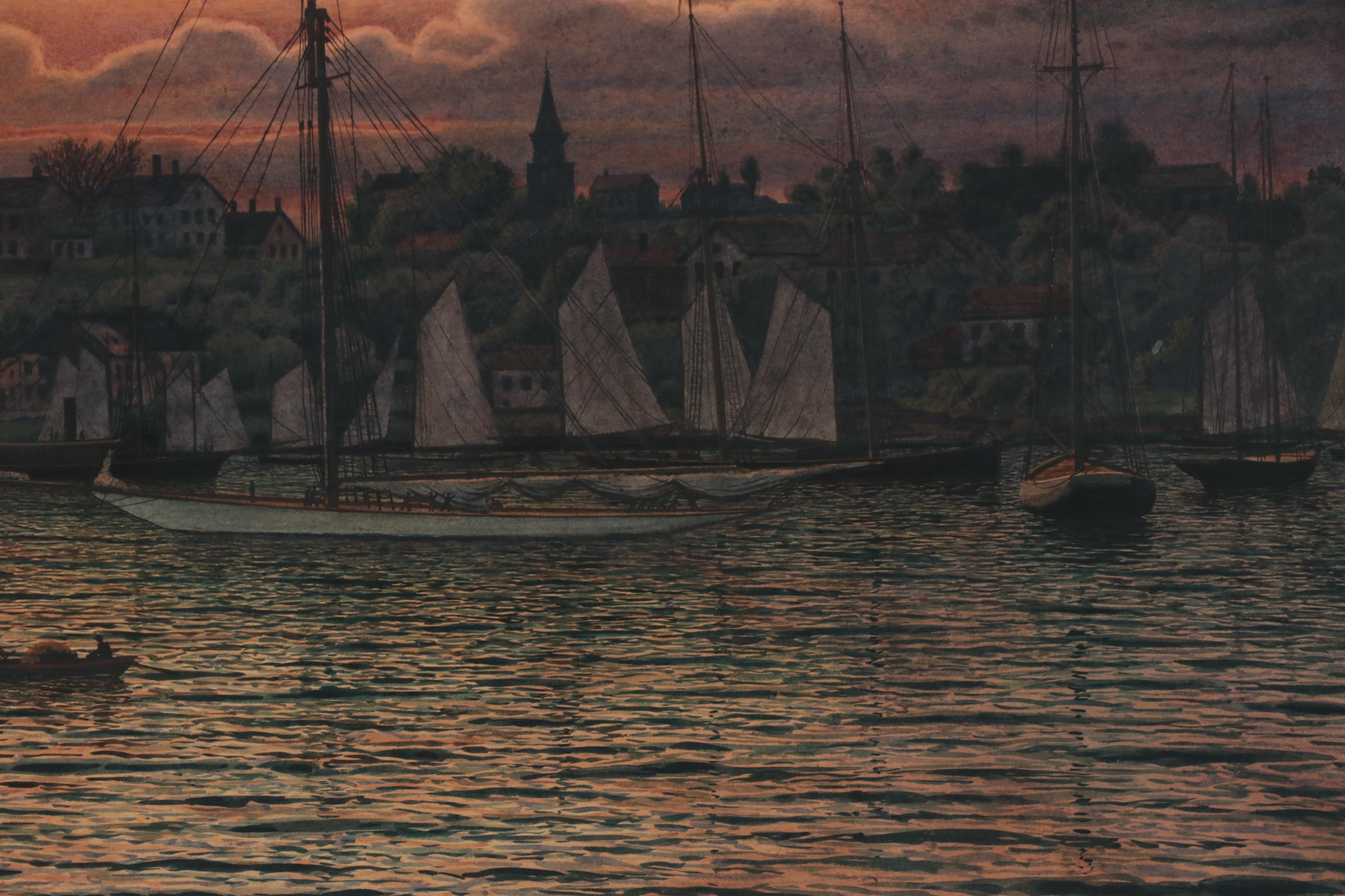 Peter Caledon Cameron Watercolor Painting "Evening After A Yacht Race ...