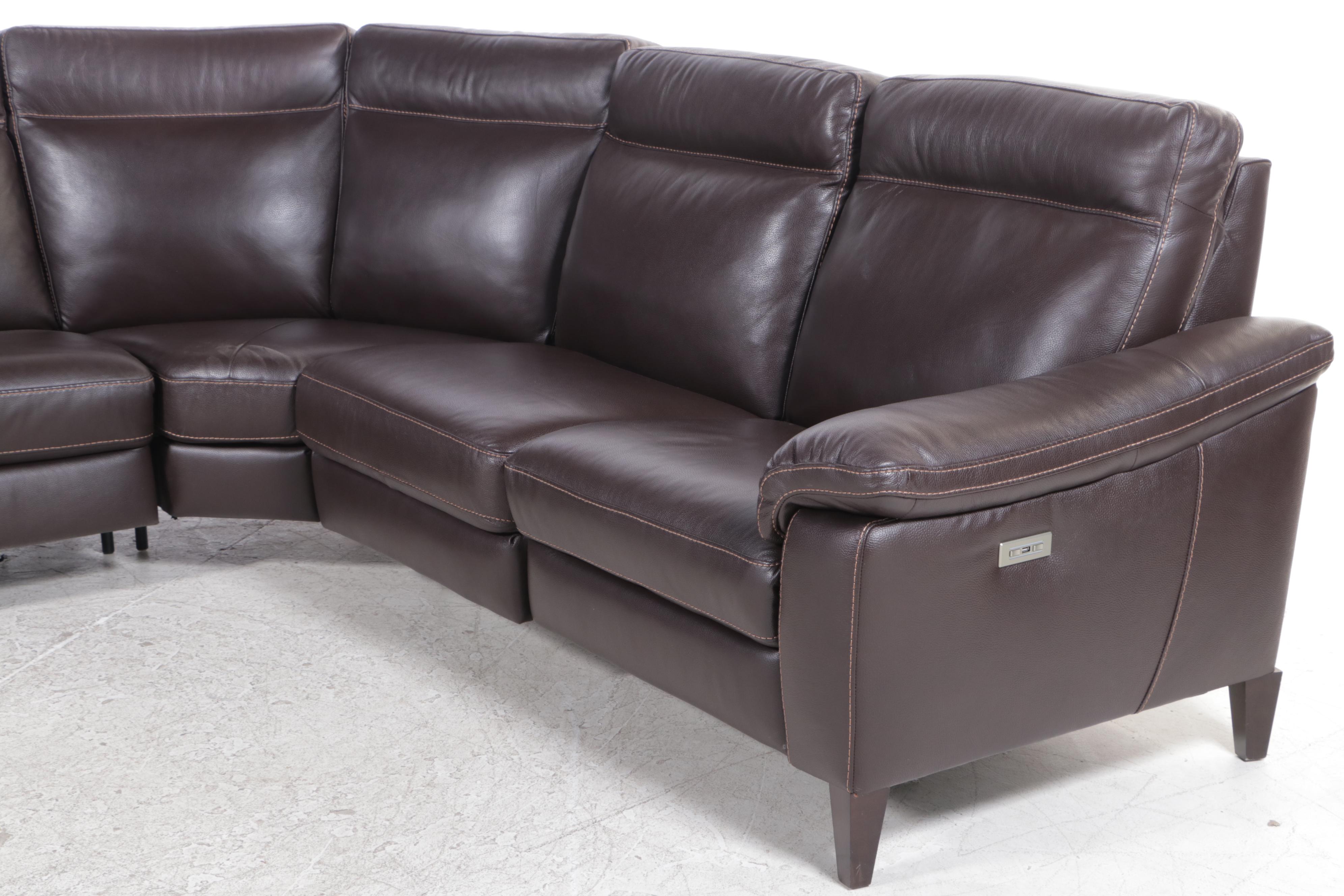 Natuzzi Contemporary Leather Five-Piece Power Reclining Sectional | EBTH