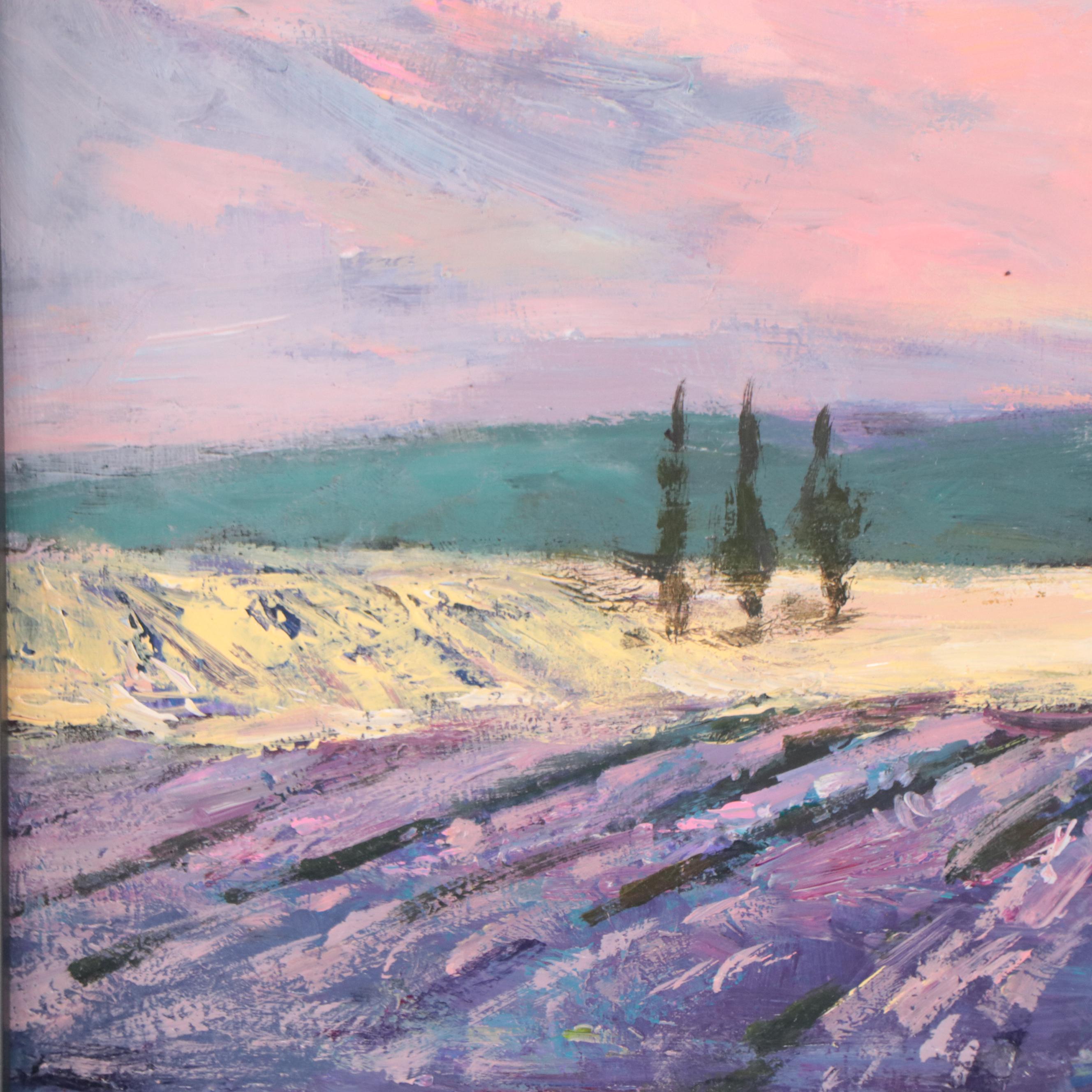 Agnes Rey Oil Painting of Cows in Field "Lavender," 2023 | EBTH