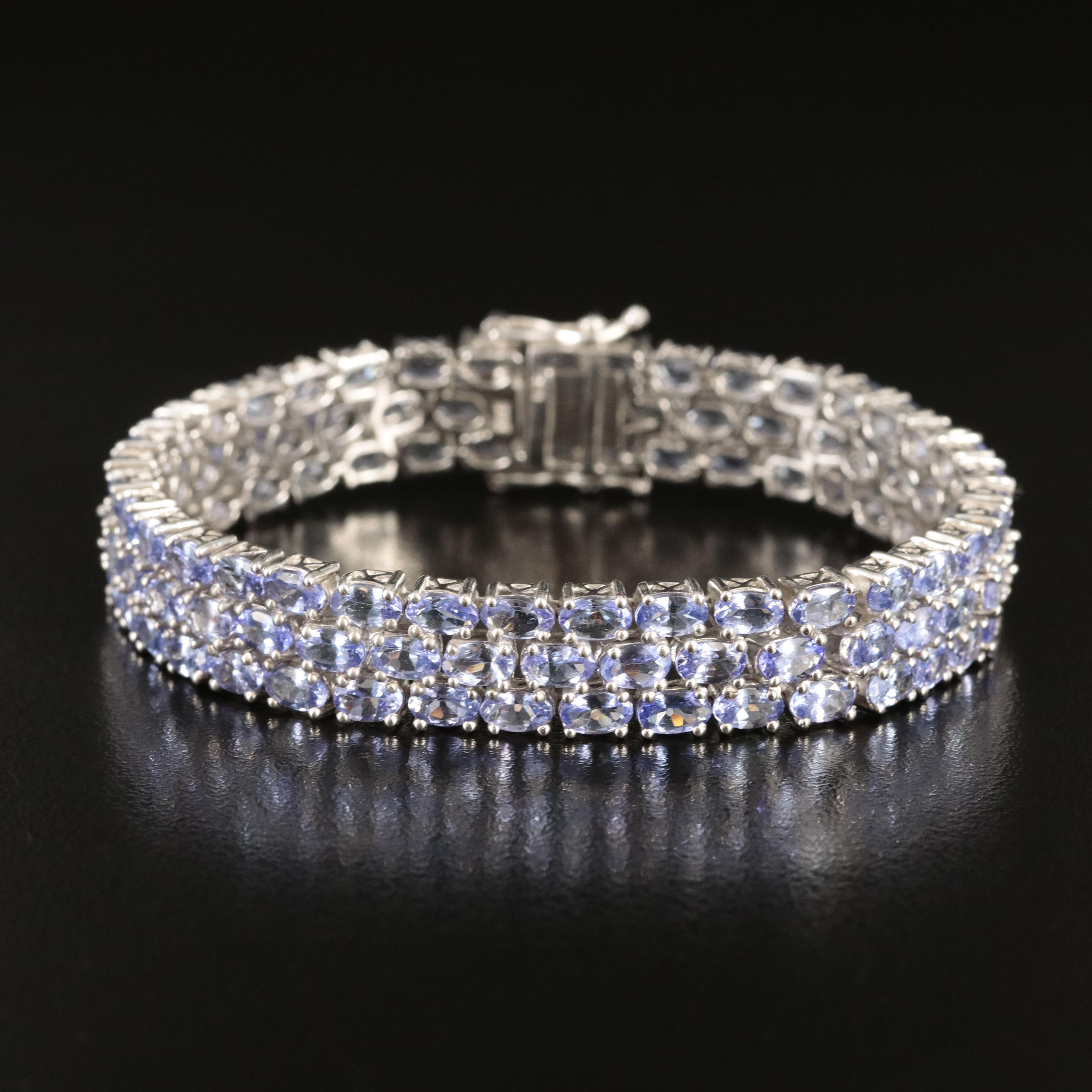 Sterling Silver Three Row Curb Bracelet | EBTH