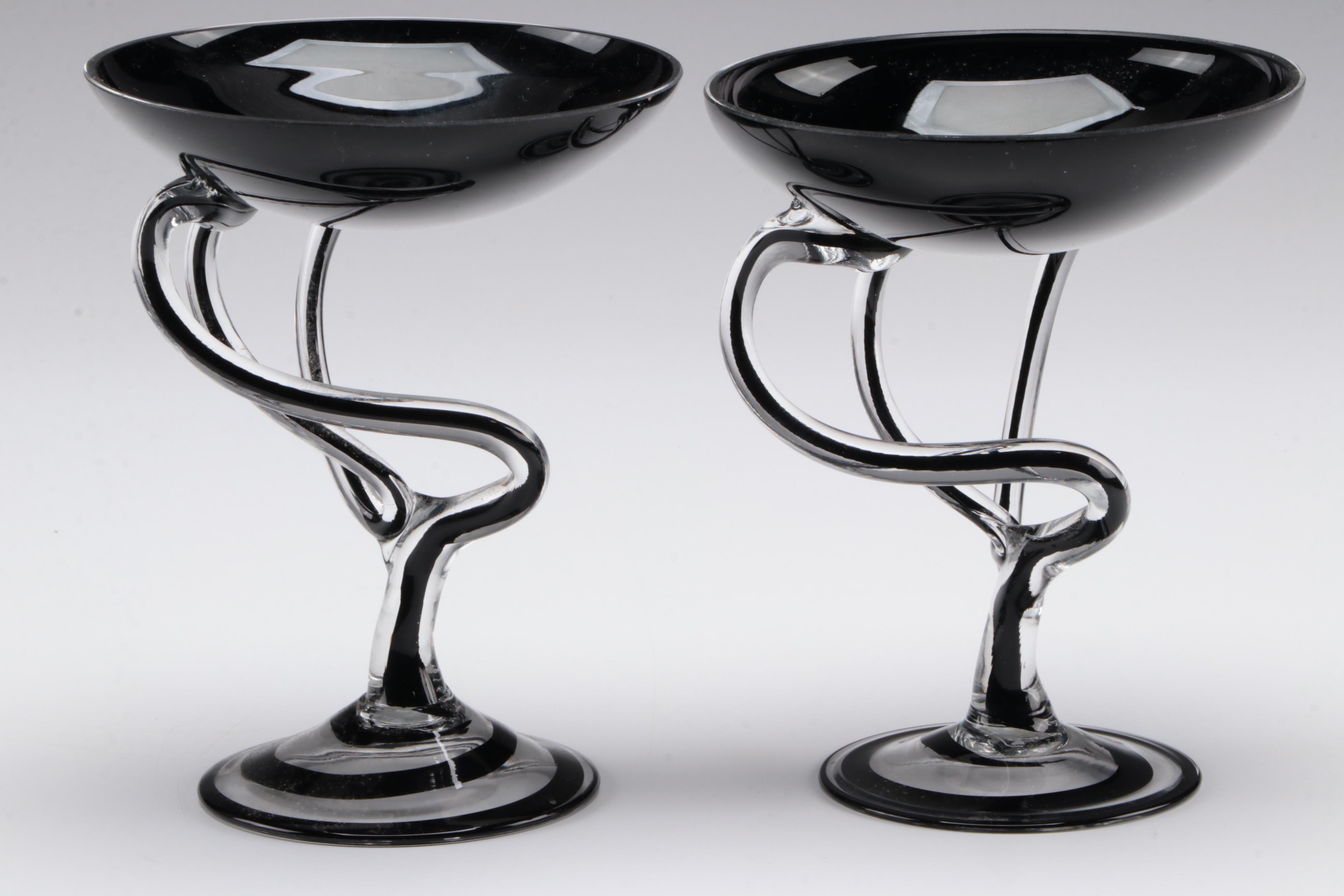 Jozefina Krosno Handmade Blown Jellyfish Themed Art Glass Compotes | EBTH