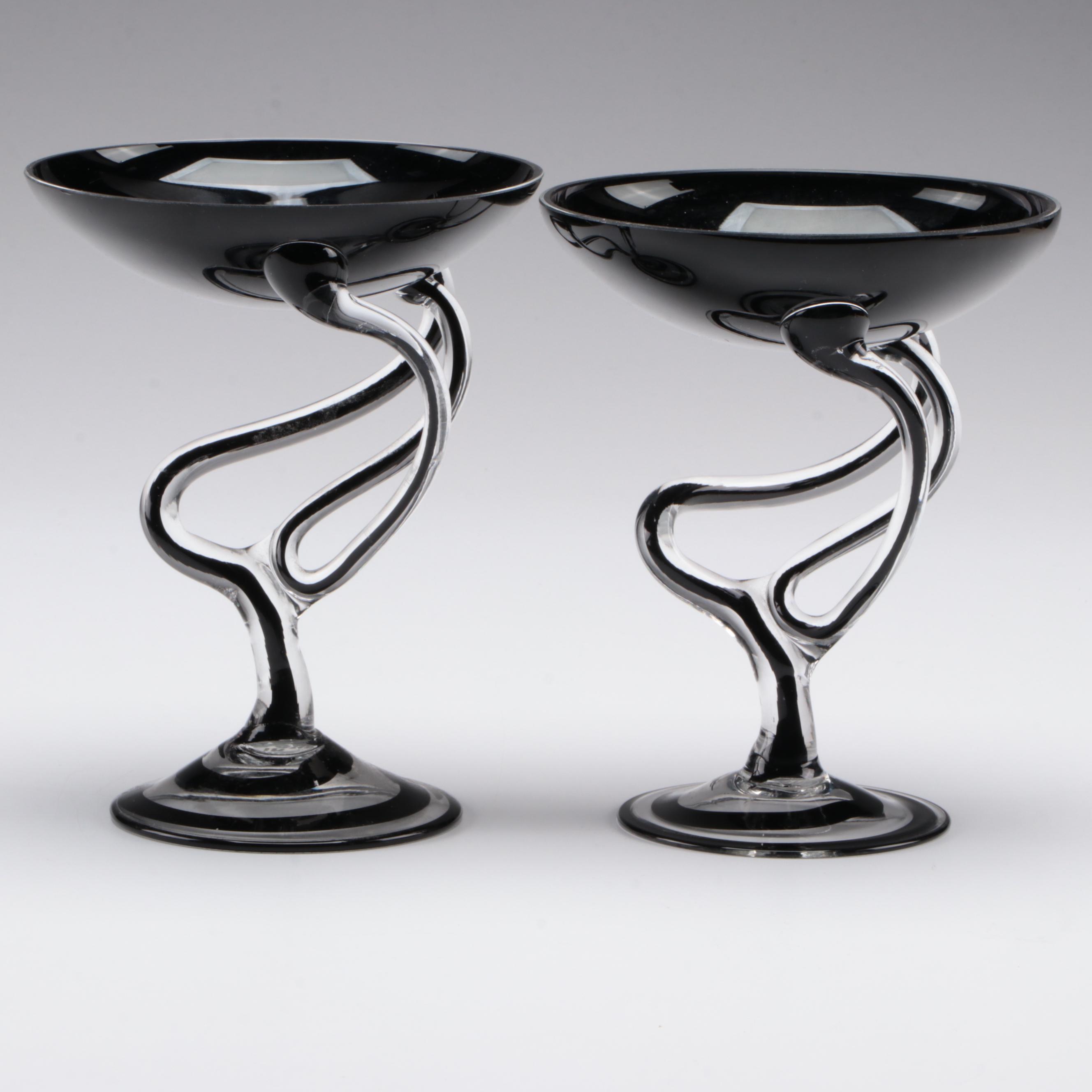 Jozefina Krosno Handmade Blown Jellyfish Themed Art Glass Compotes | EBTH