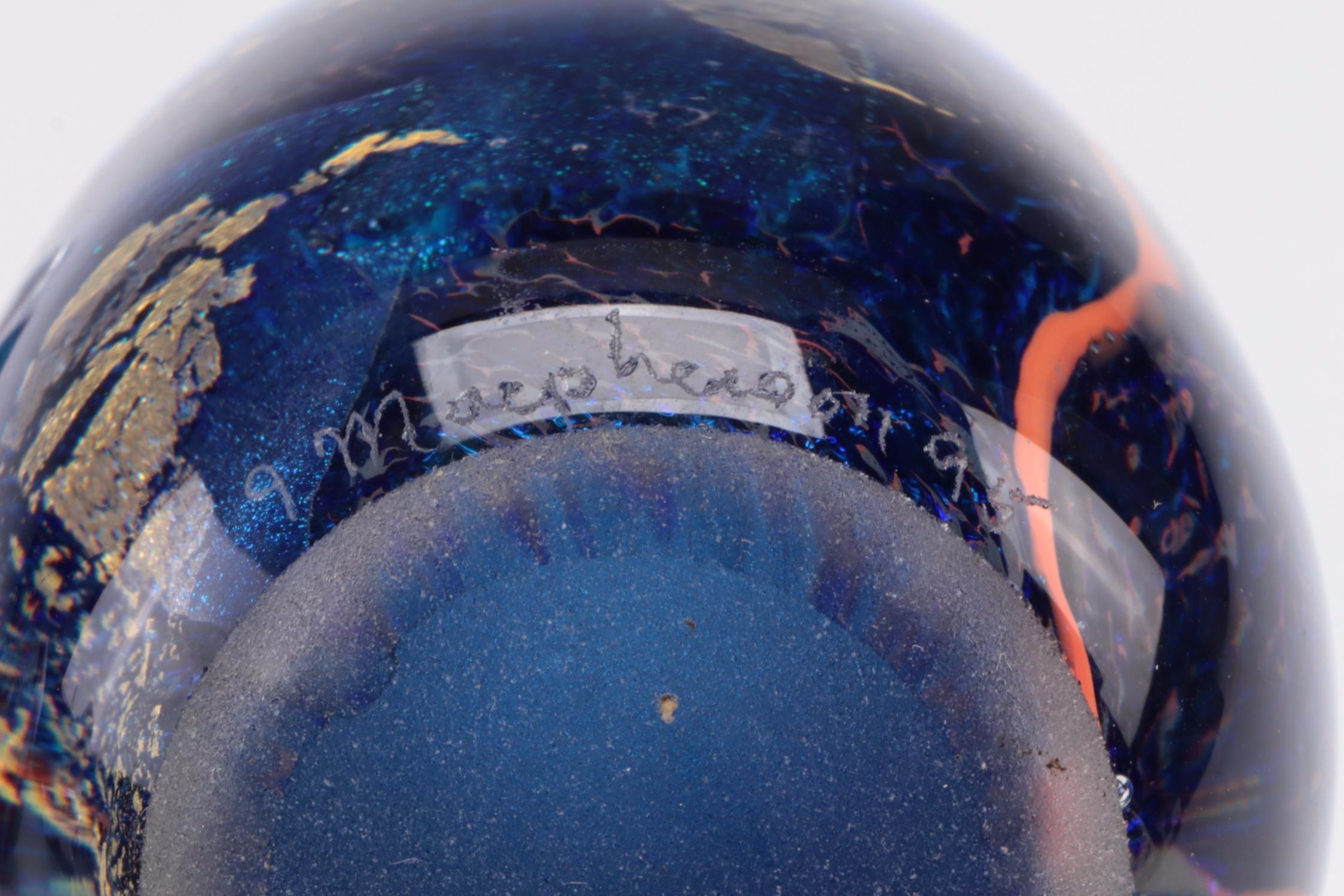 Blown Art Glass Studio Paperweights With Spirals and Millefiori, Two ...