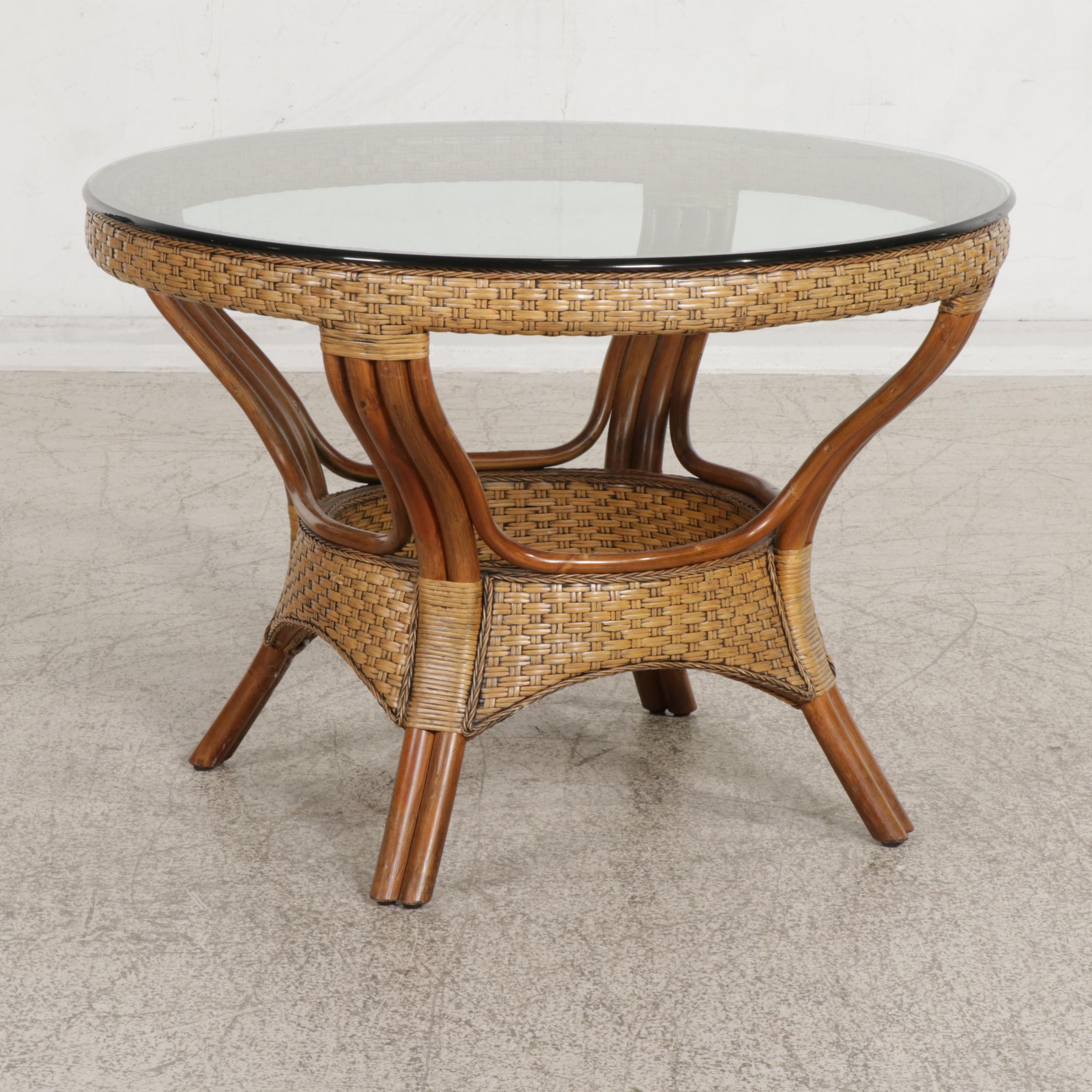 Pier 1 Rattan and Wicker Three-Piece Dining Set with Associated Chair ...