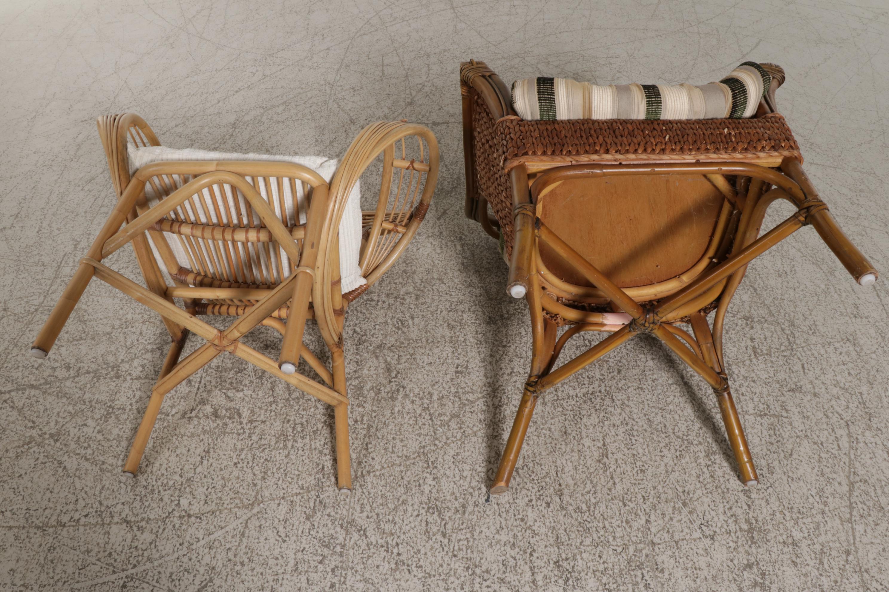 Pier 1 Rattan and Wicker Three-Piece Dining Set with Associated Chair ...