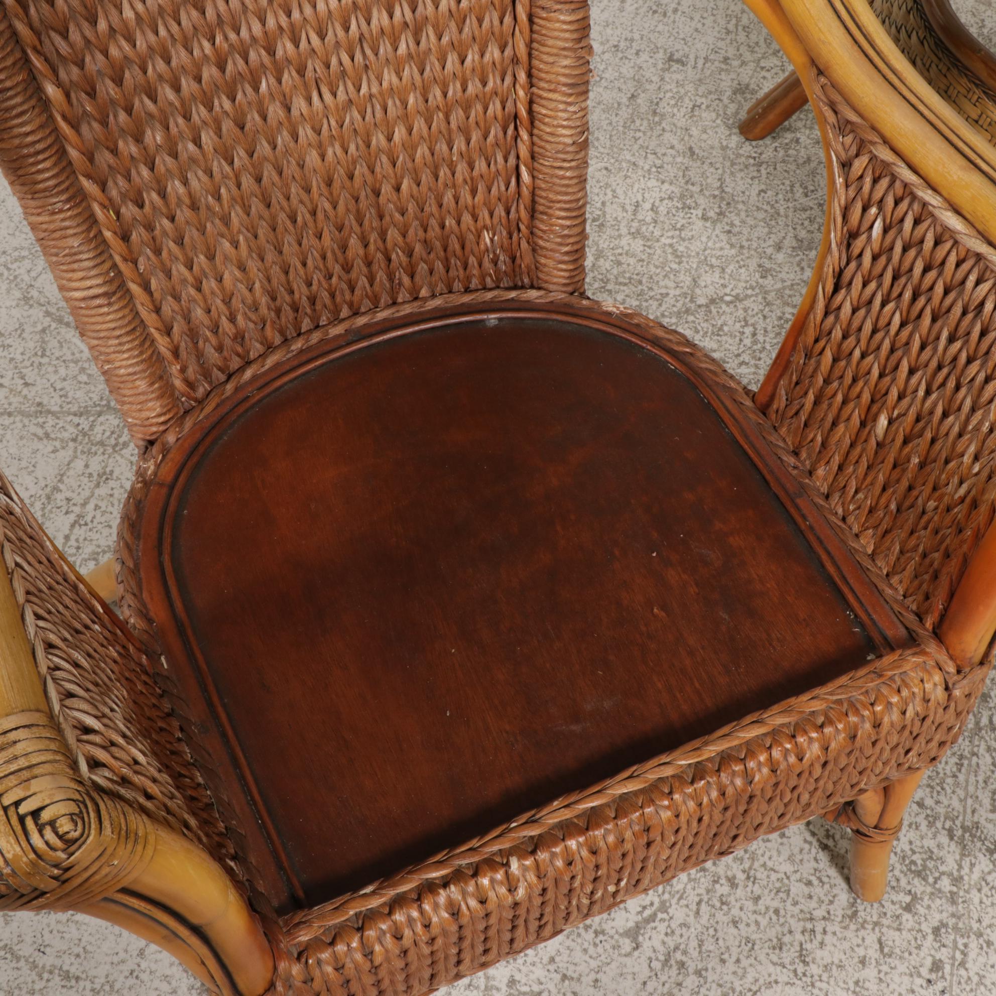 Pier 1 Rattan and Wicker Three-Piece Dining Set with Associated Chair ...