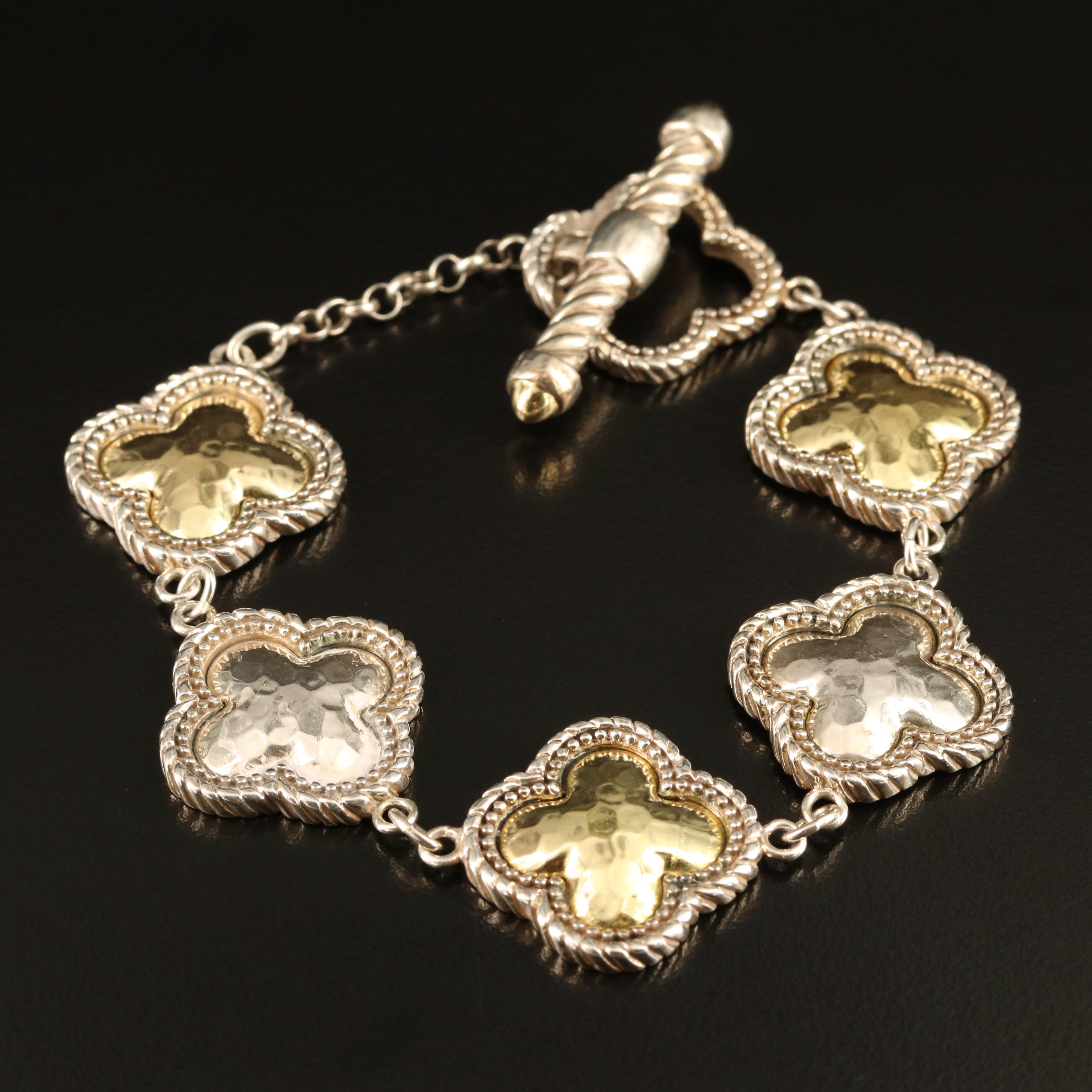 Phillip Gabriel Menegatti Sterling Hammered Quatrefoil Bracelet with ...