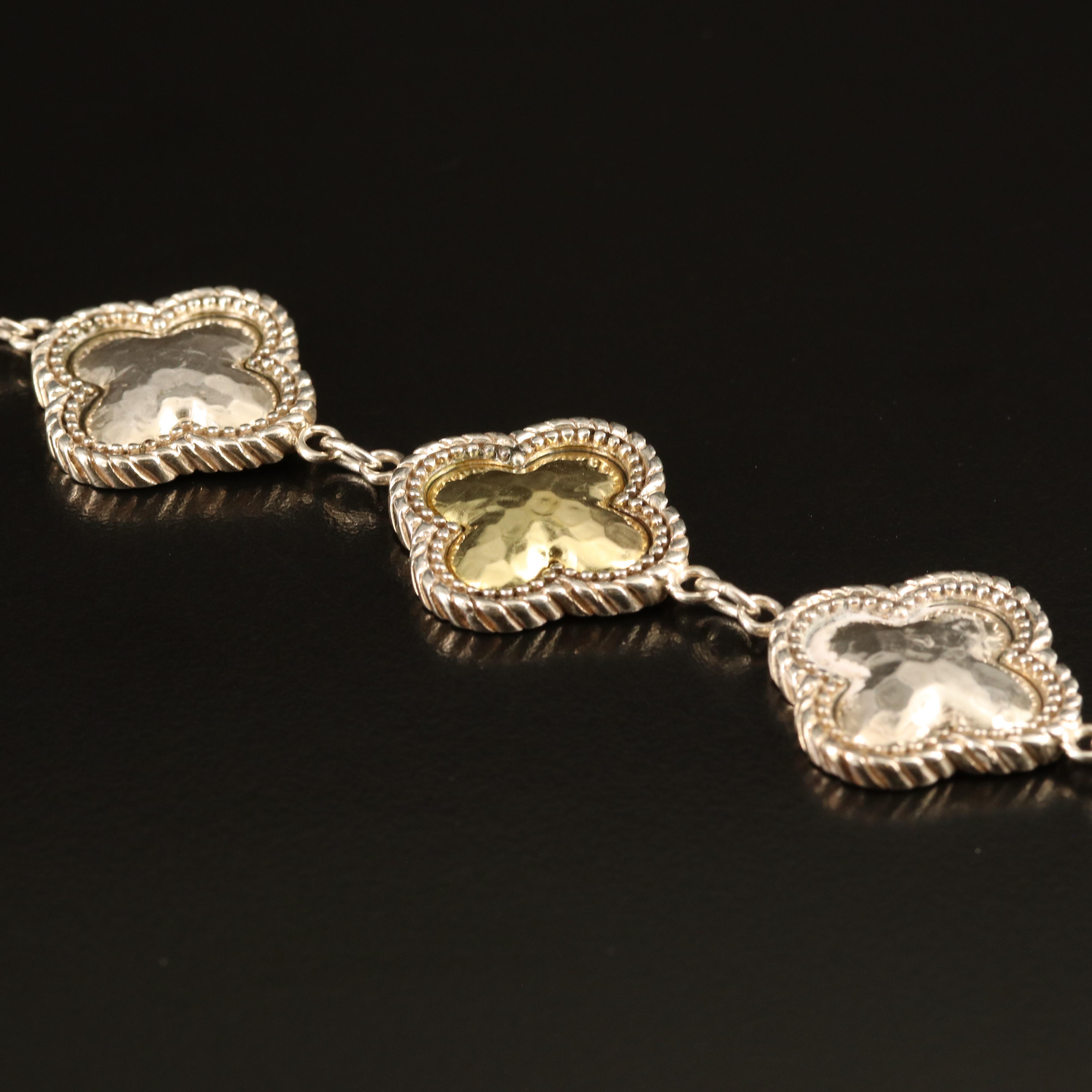 Phillip Gabriel Menegatti Sterling Hammered Quatrefoil Bracelet with ...