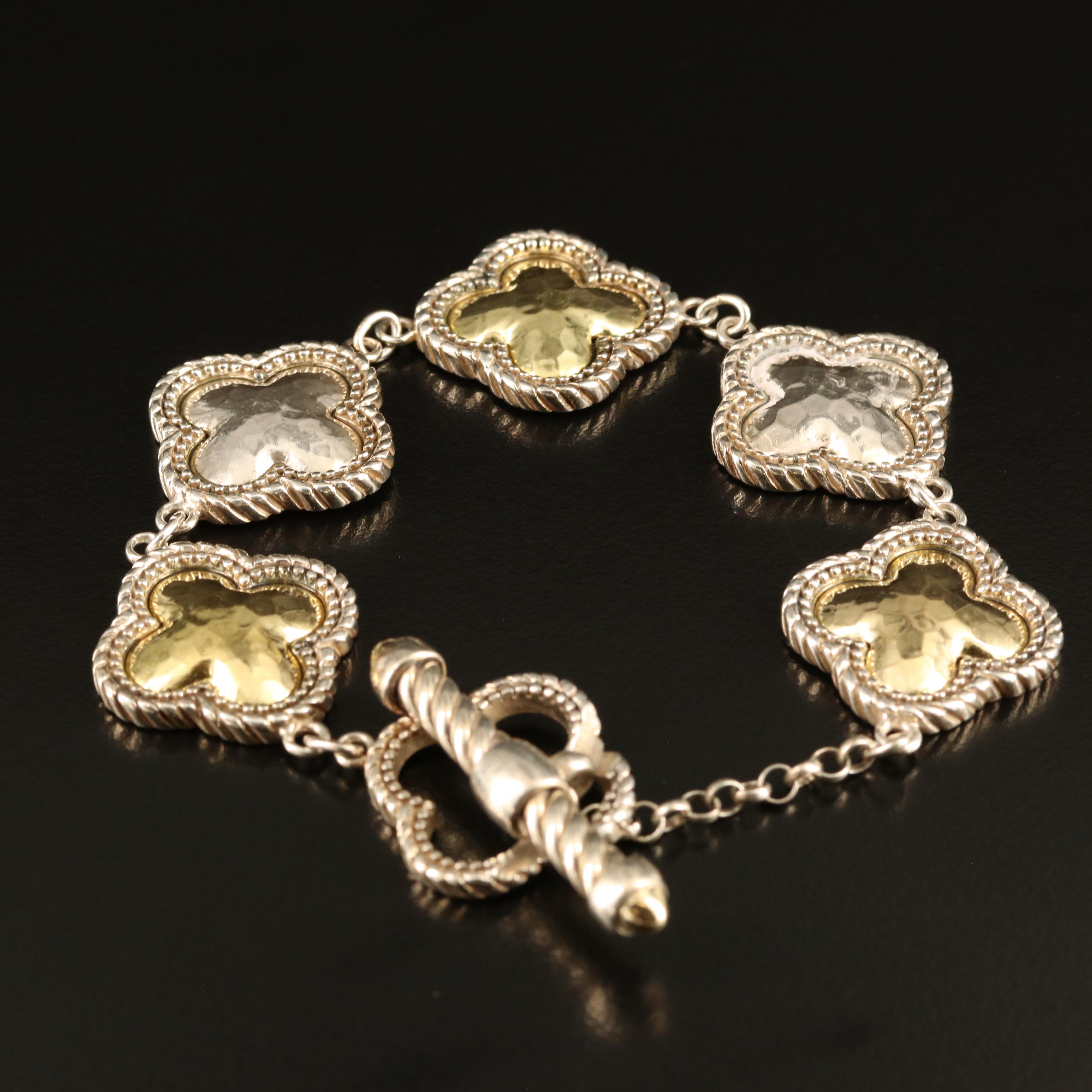 Phillip Gabriel Menegatti Sterling Hammered Quatrefoil Bracelet with ...