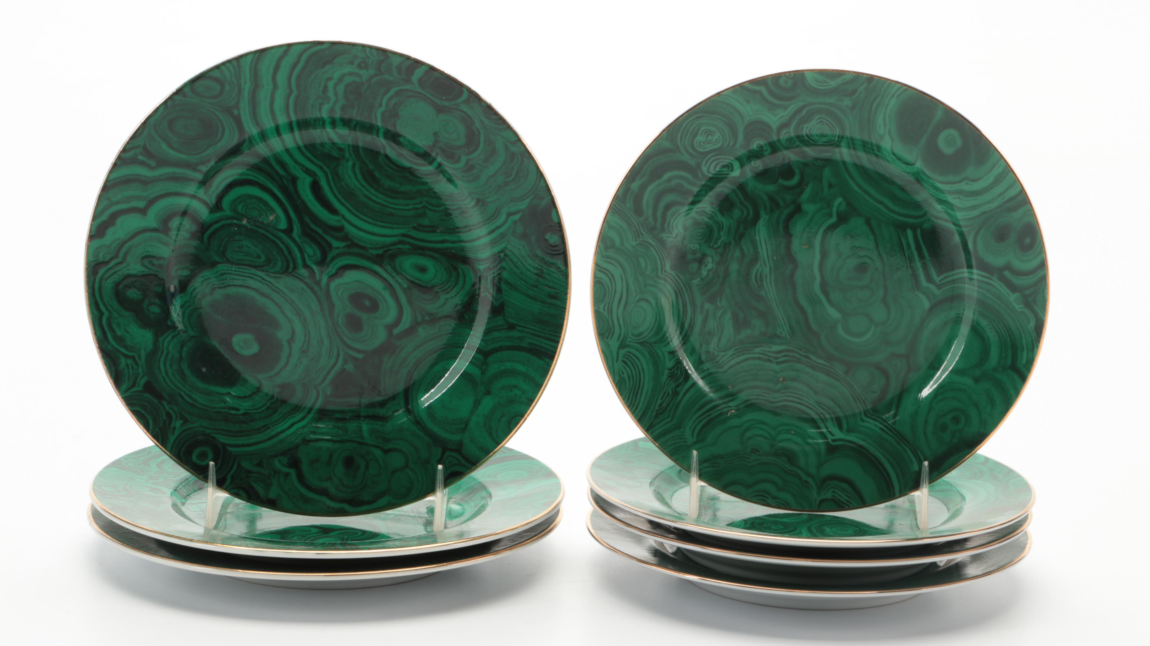 Neiman Marcus Porcelain Malachite Dinnerware with Gilt Lacquerware ...
