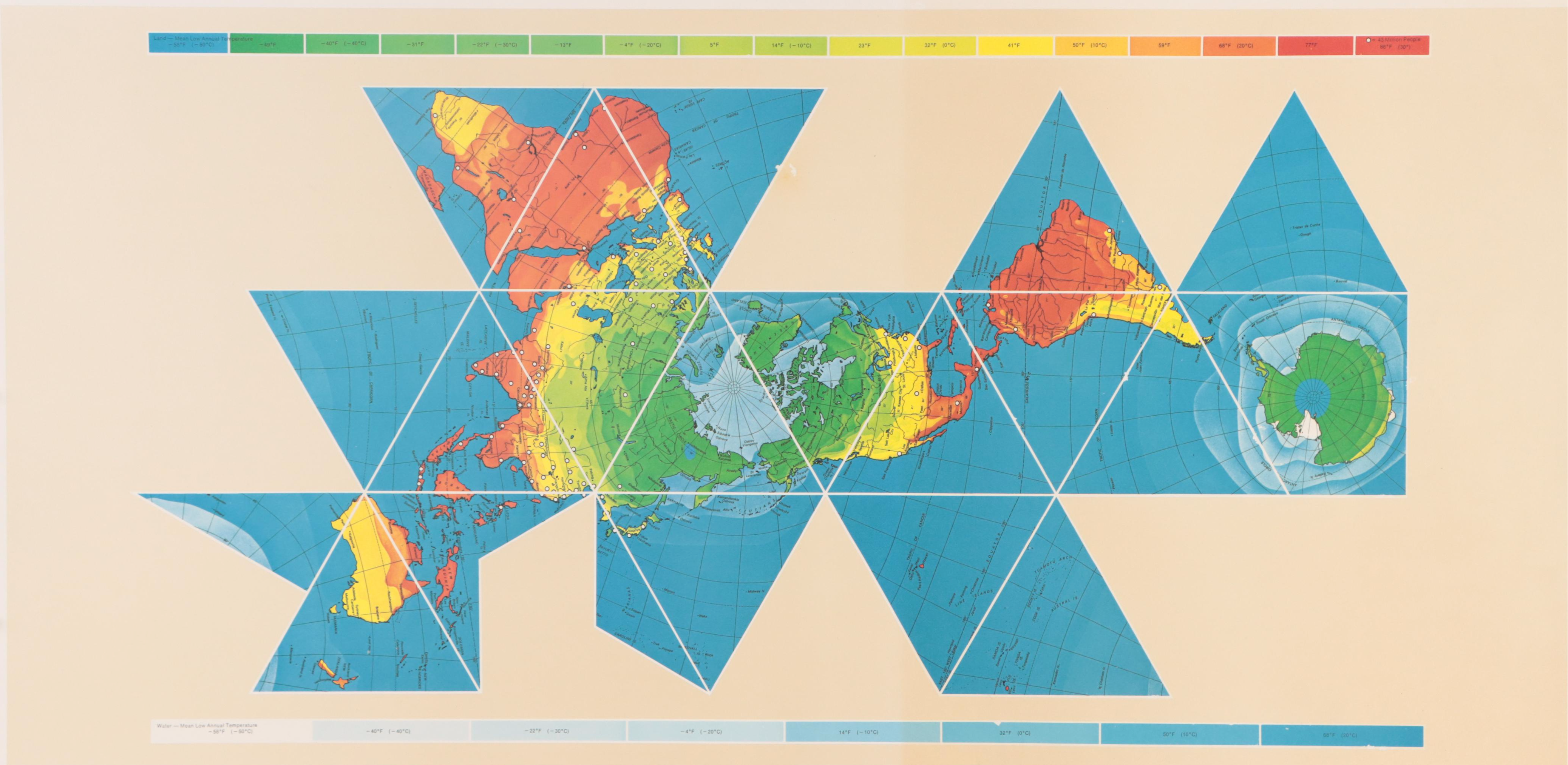 Buckminster Fuller Halftone Map "Dymaxion Airocean World Map," 1979 | EBTH