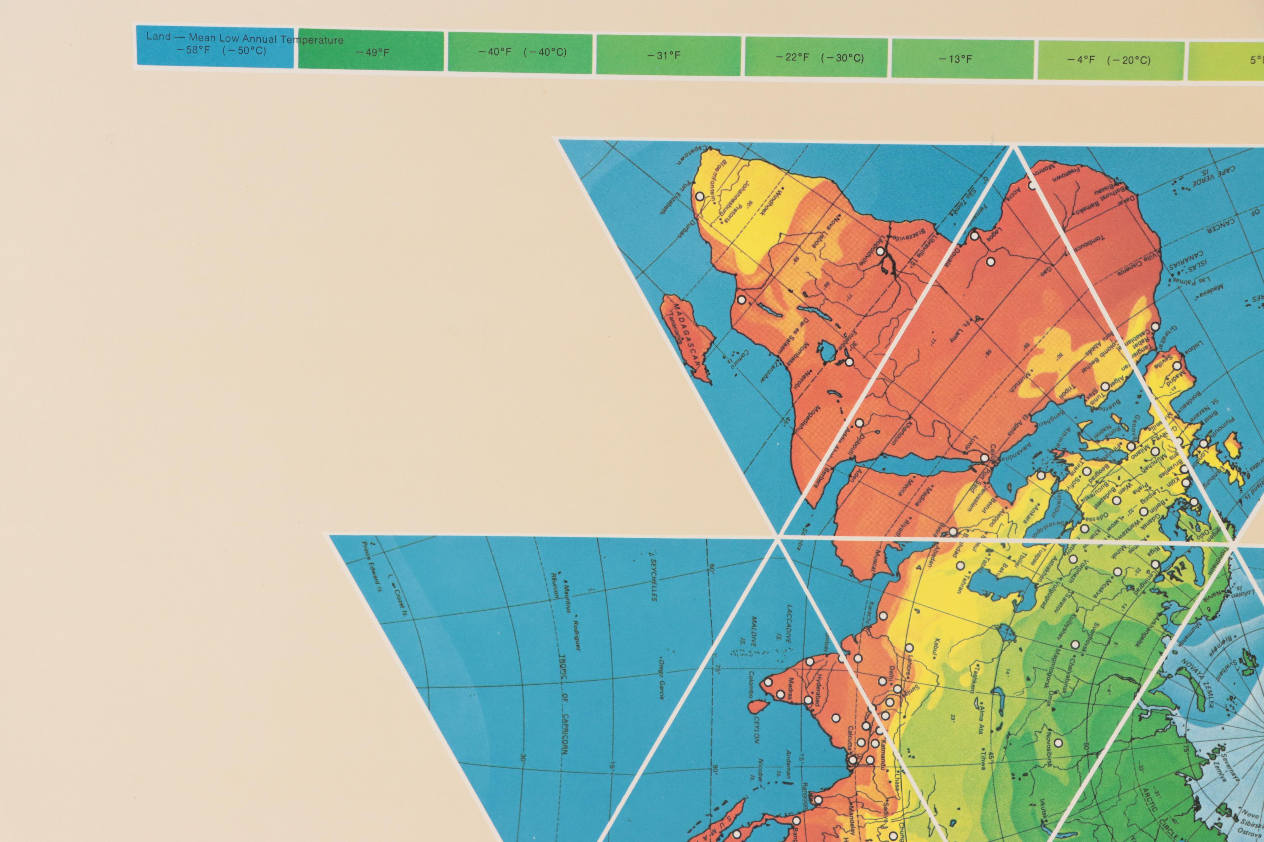 Buckminster Fuller Halftone Map "Dymaxion Airocean World Map," 1979 | EBTH