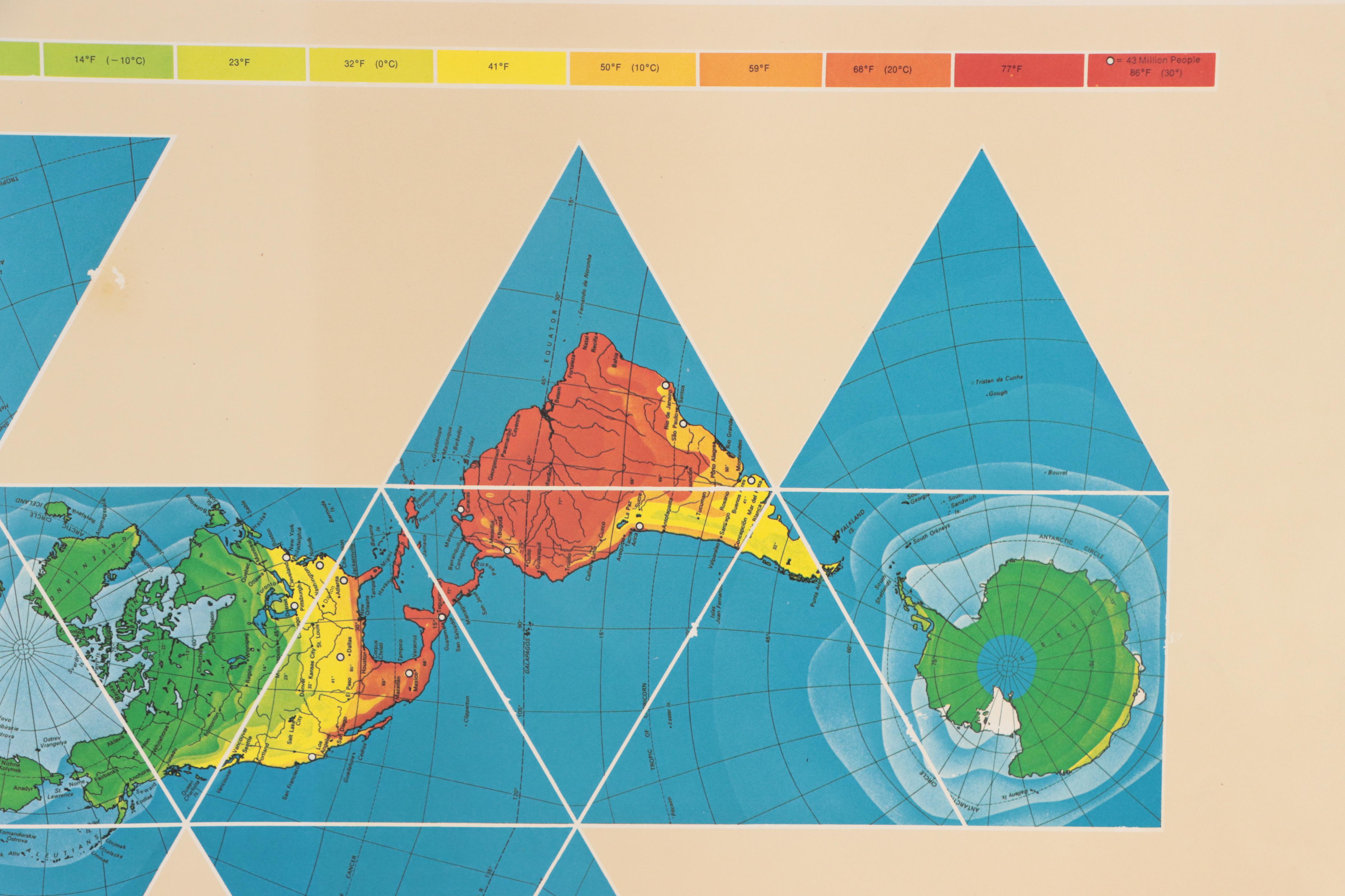 Buckminster Fuller Halftone Map "Dymaxion Airocean World Map," 1979 | EBTH