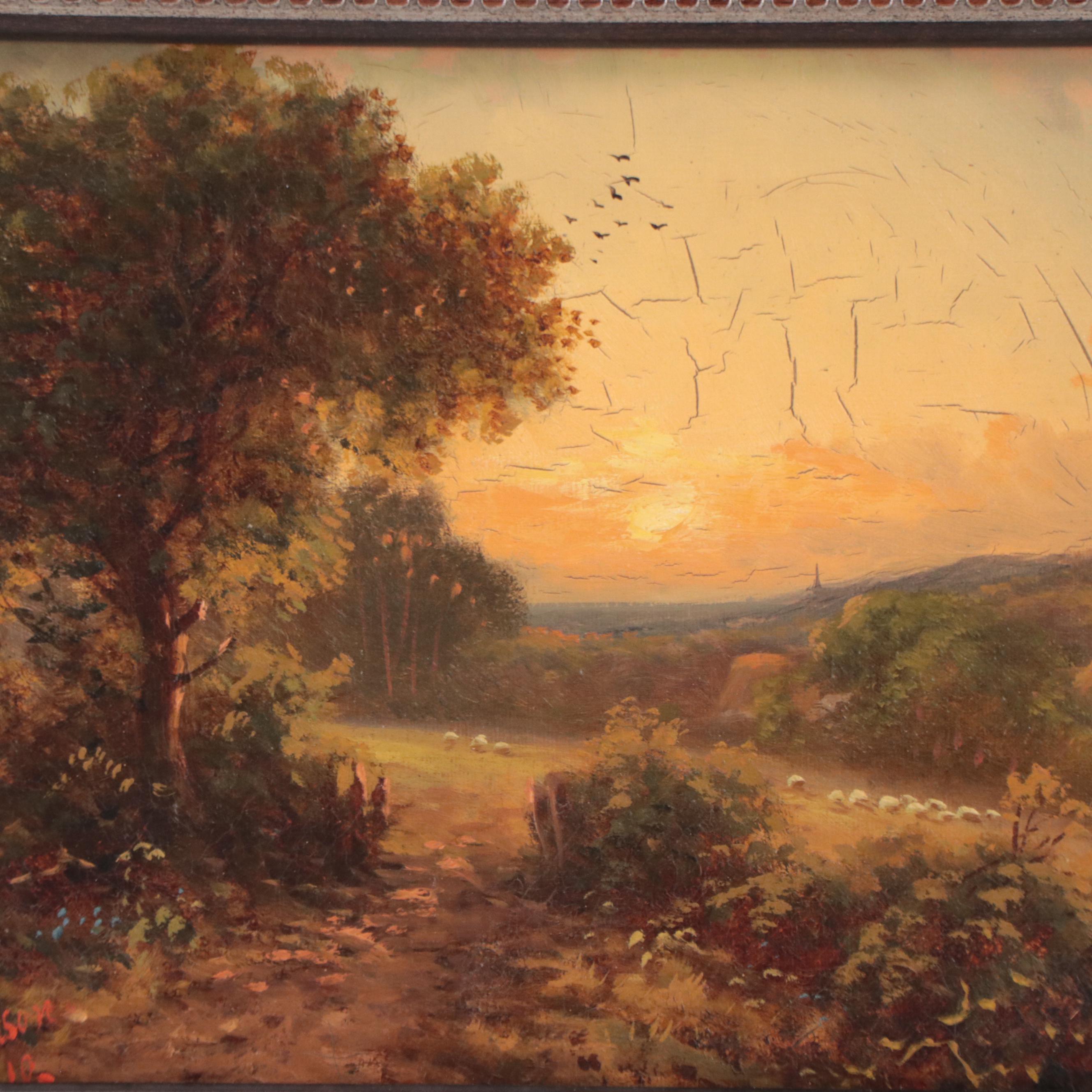 Robert Robin Fenson Oil Painting of Bucolic Landscape | EBTH