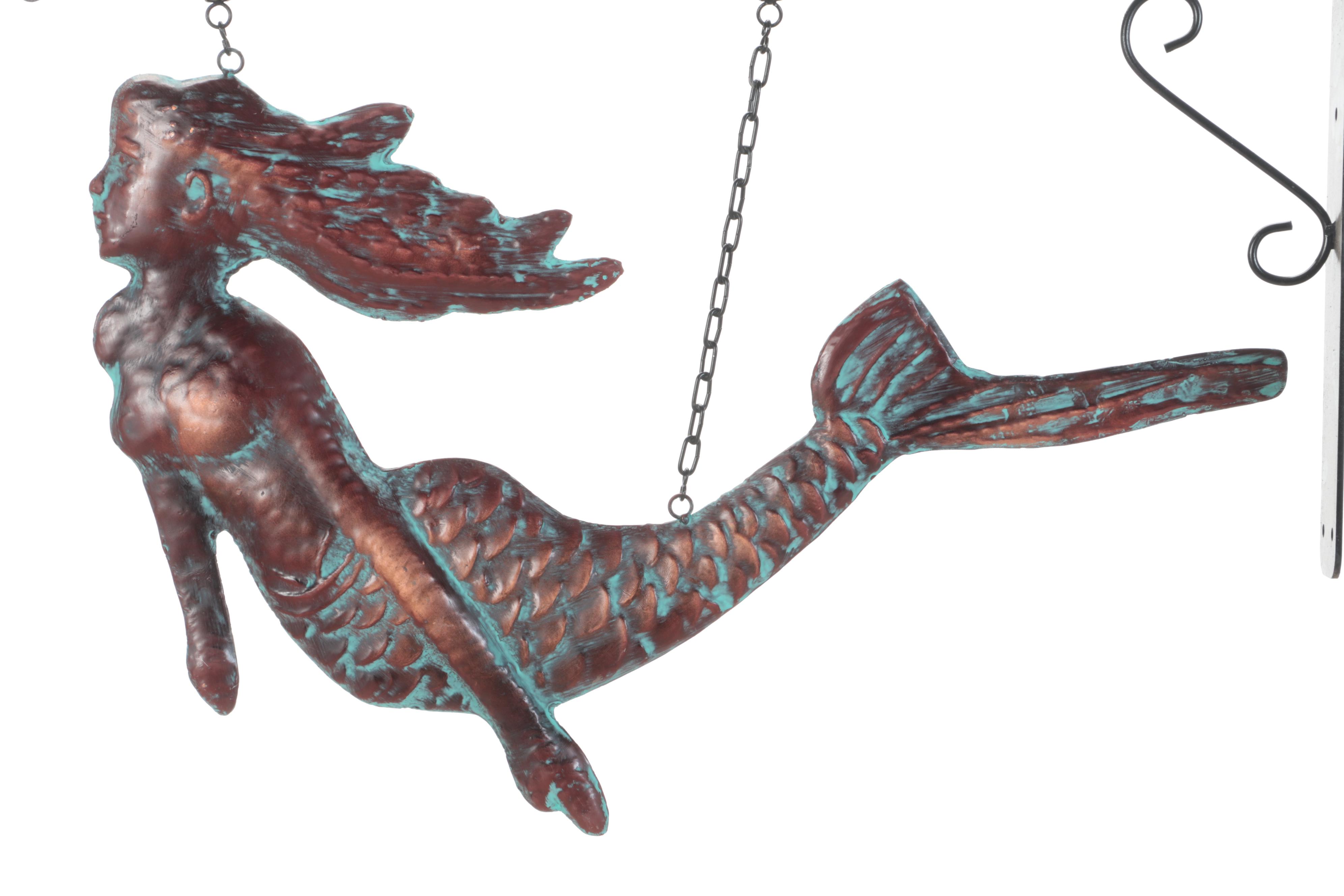 Patinated Copper Wall-Mount Hanging Mermaid Sign | EBTH