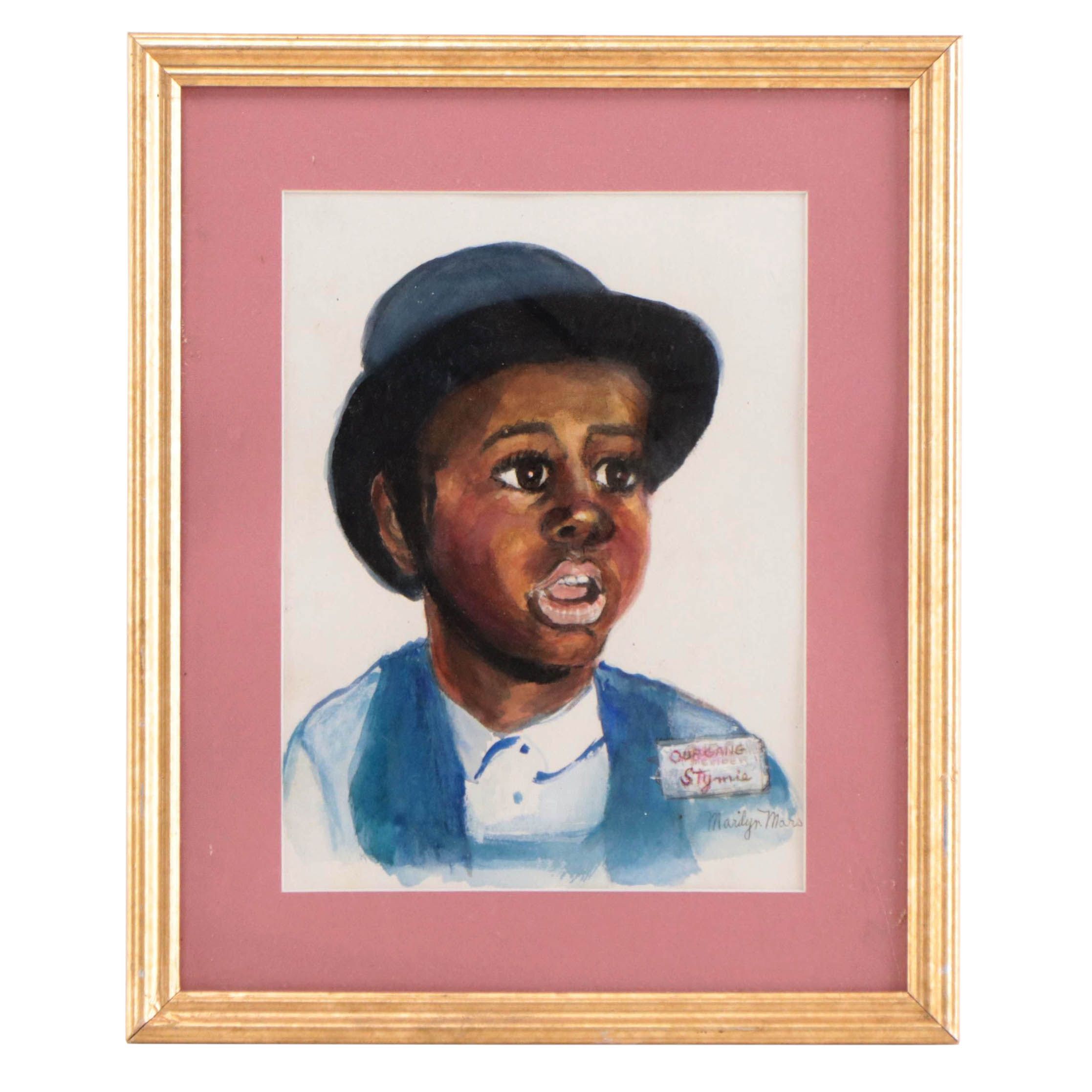 Marilyn Mars Portrait Watercolor Painting of Stymie From Little Rascals ...