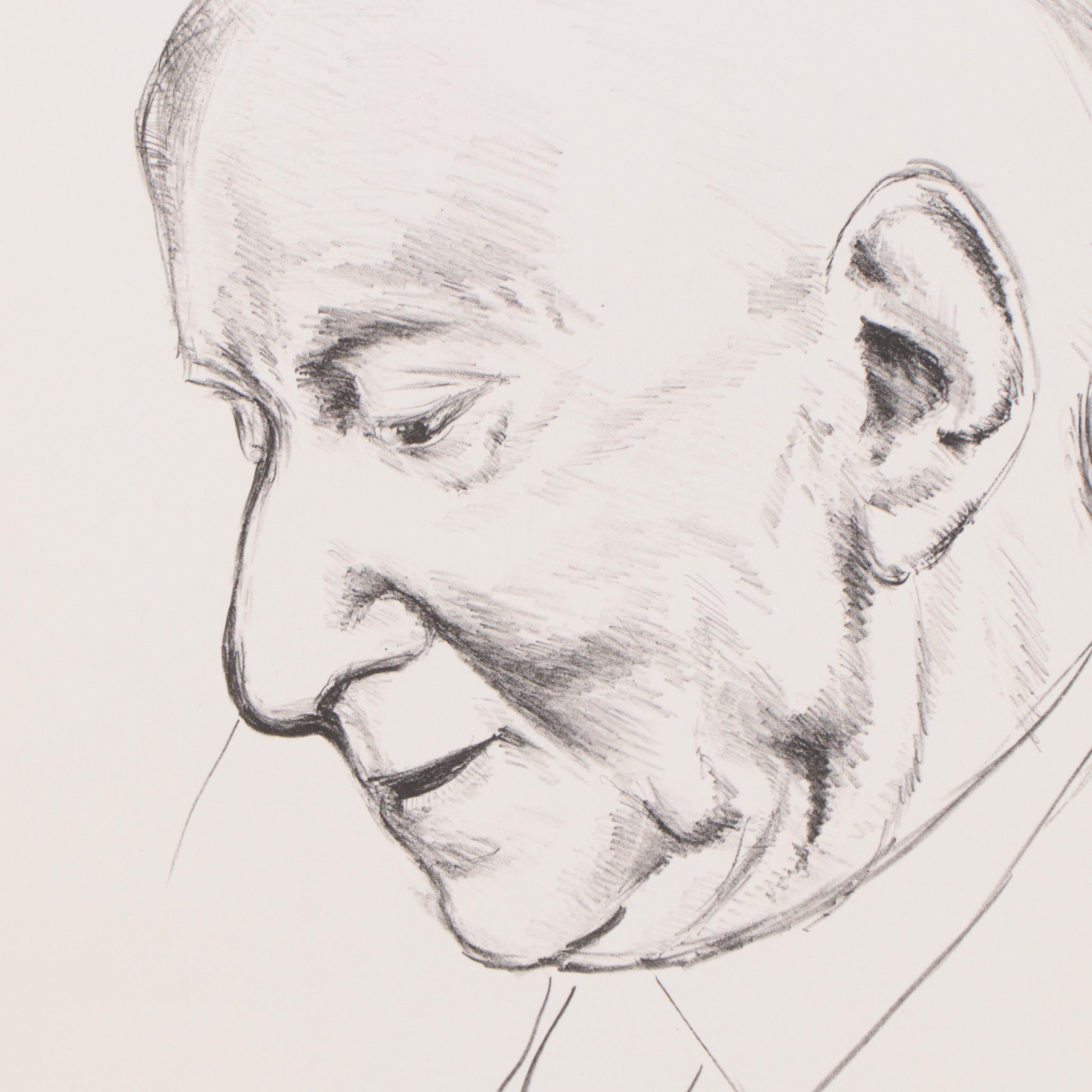 Sidney Chafetz Portrait Lithograph "Isaac Bashevis Singer," 1981 | EBTH