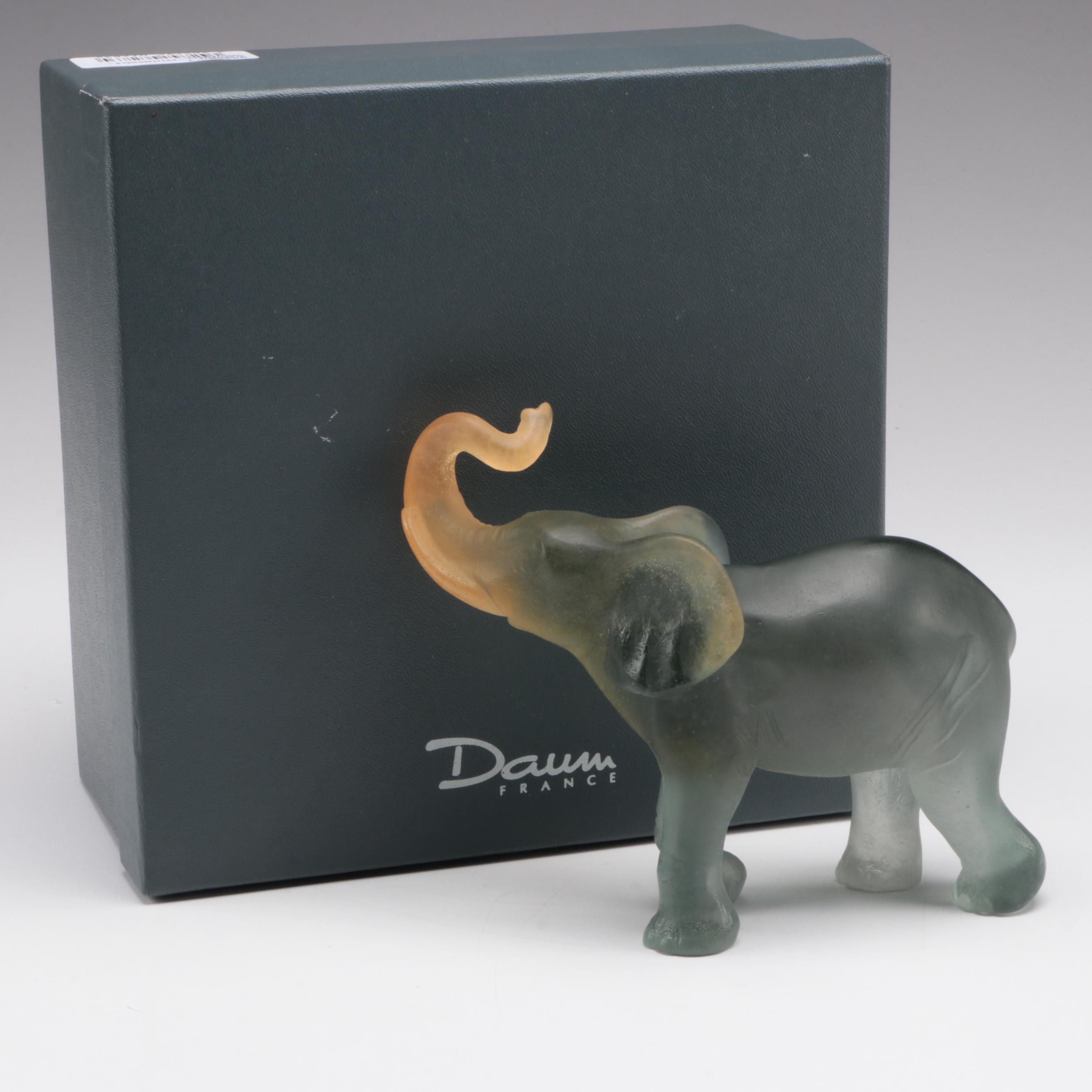 Daum Pâte de Verre Glass Elephant Figure with Box | EBTH