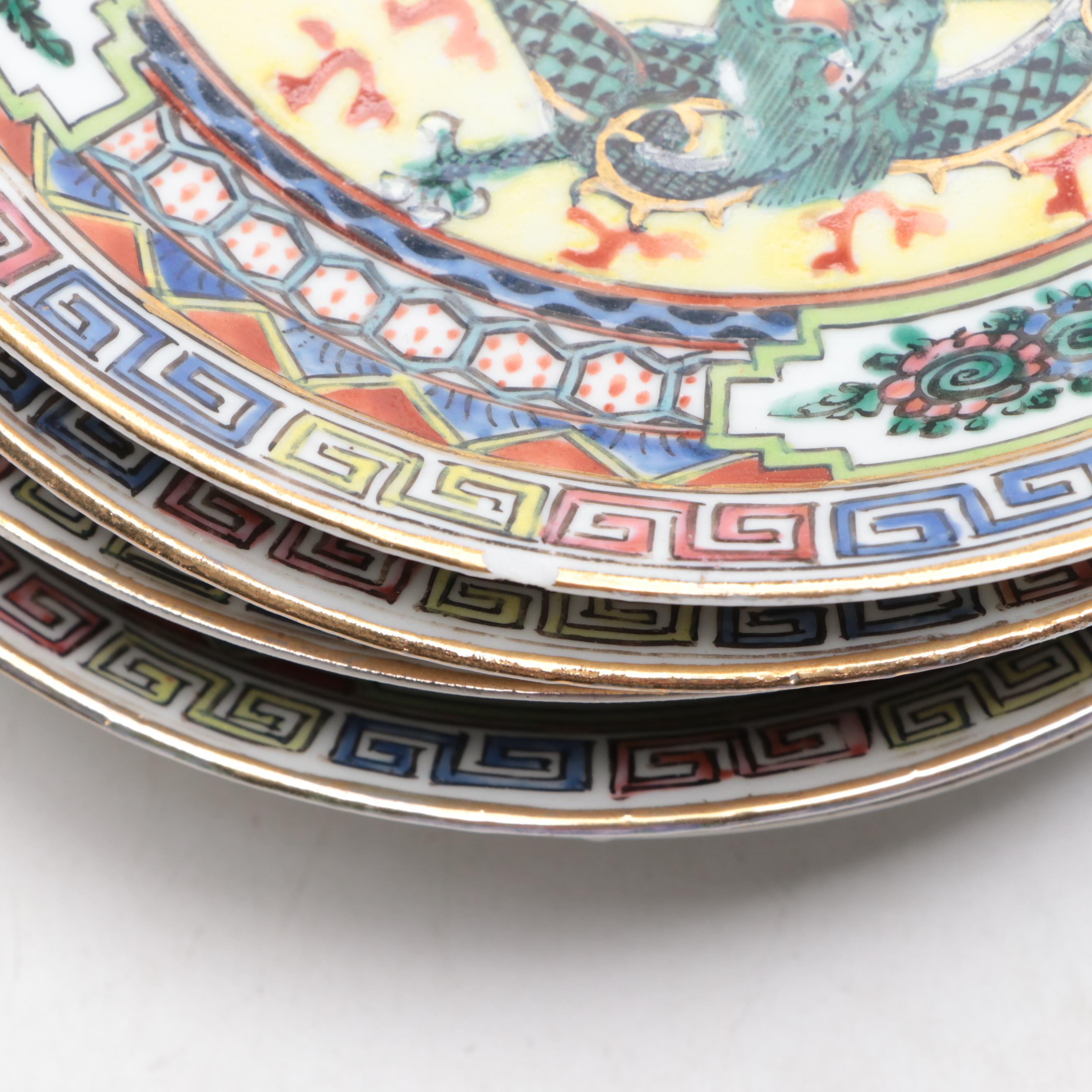 Chinese Famille Jaune Dragon Chasing Pearl Porcelain Tea and Dessert ...
