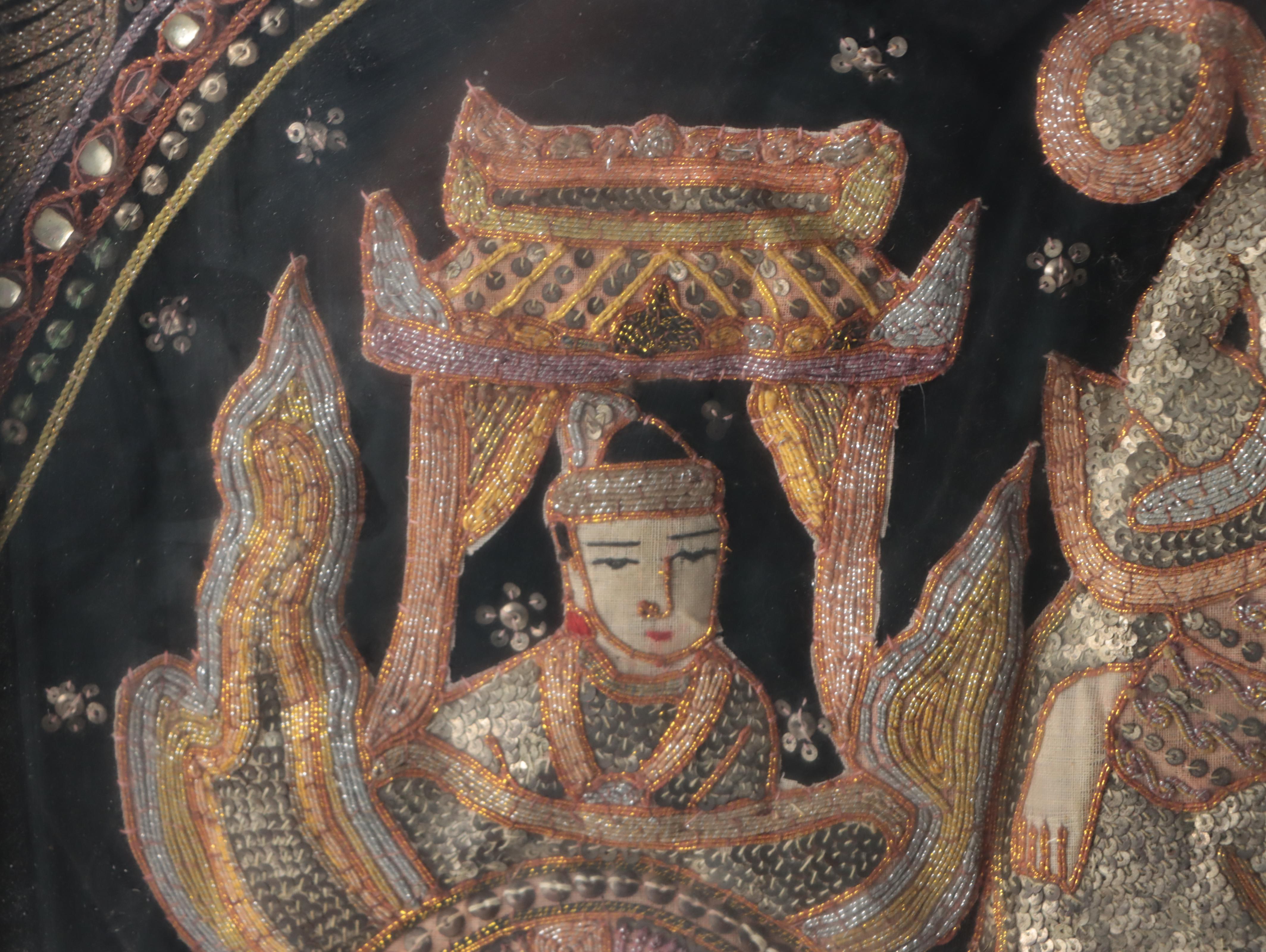 Burmese Kalaga Appliqué Tapestry in Frame | EBTH