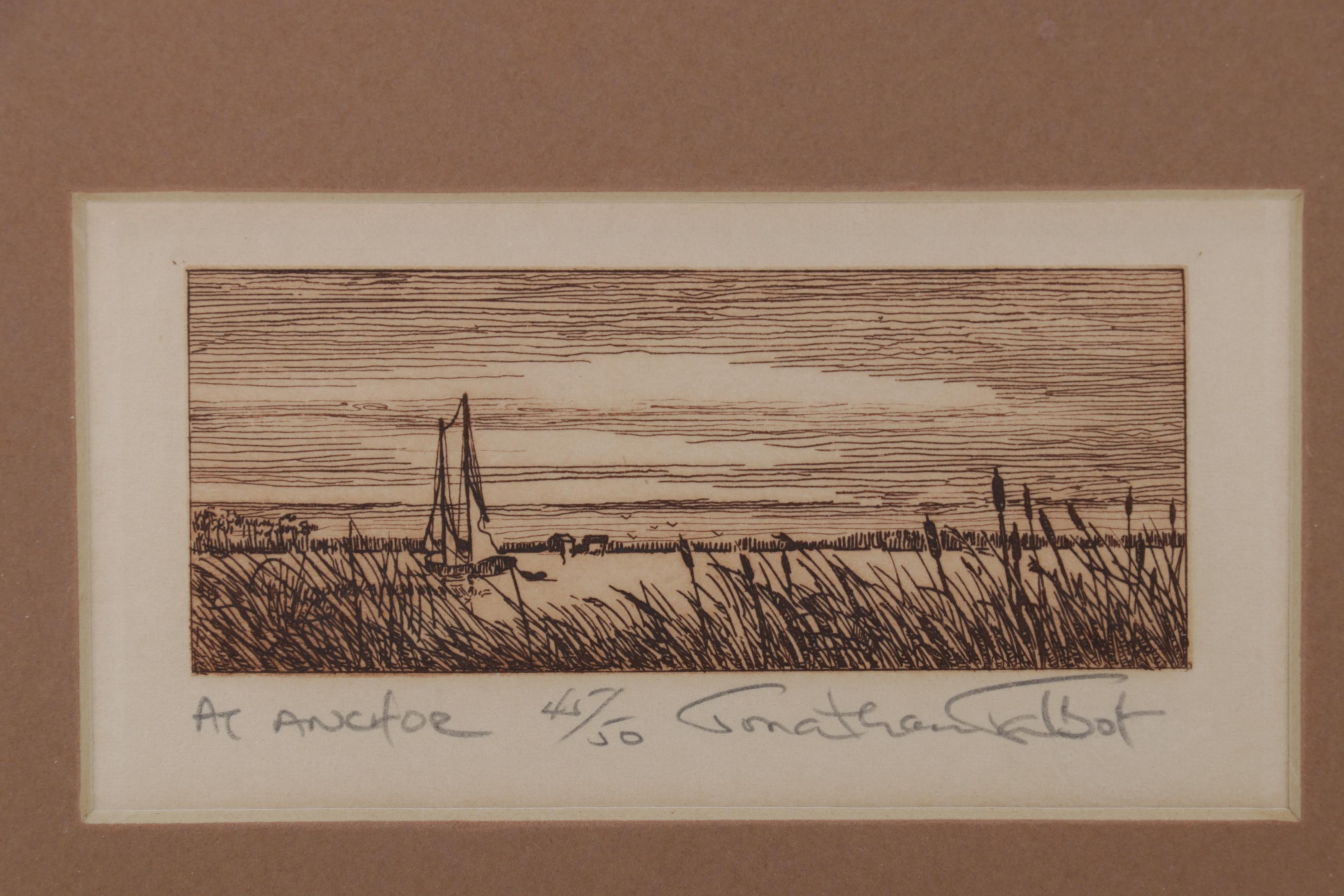 Jonathan Talbot Etchings "At Anchor" and "Schooner," Circa 1976 | EBTH