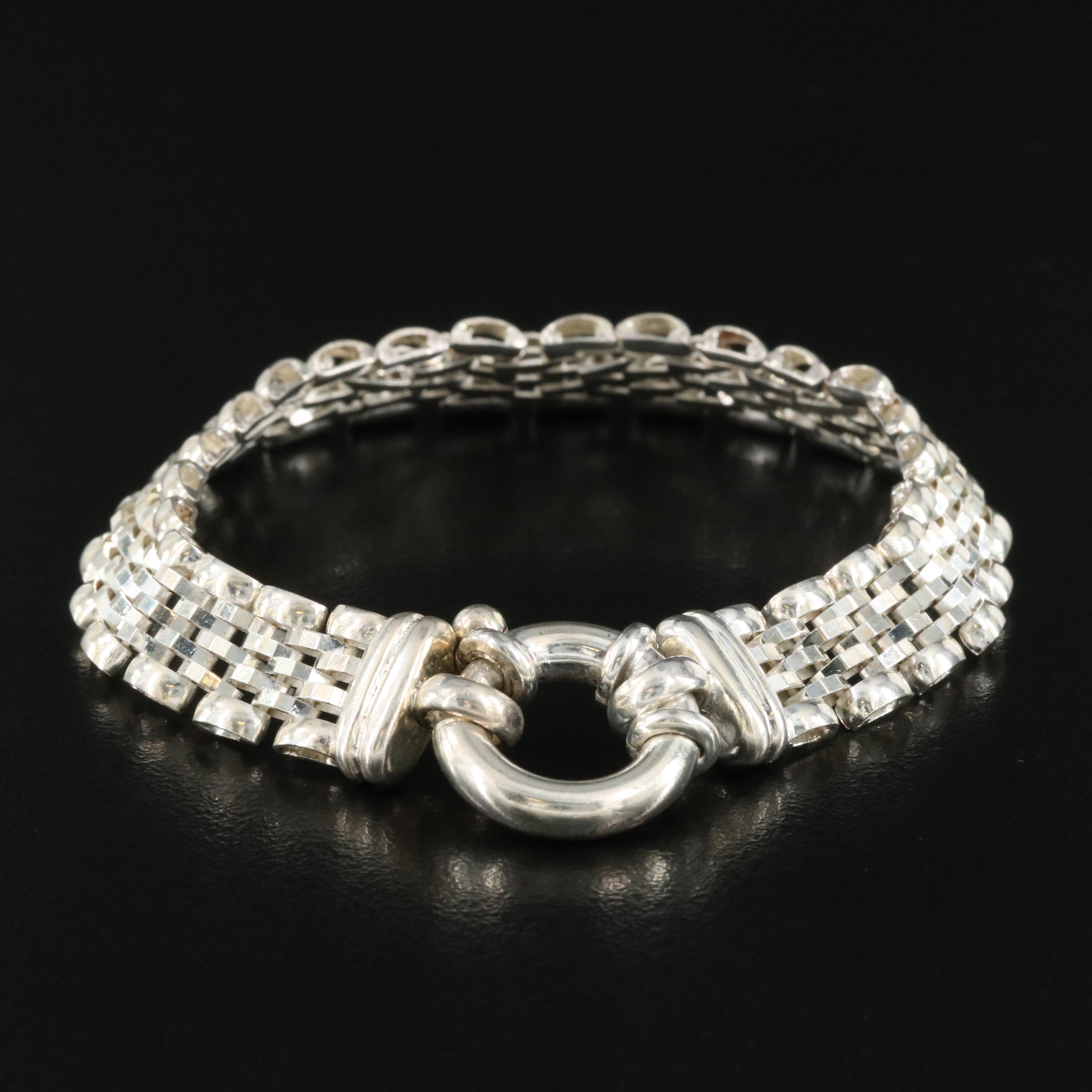 Italian Milor Sterling Panther Link Bracelet | EBTH