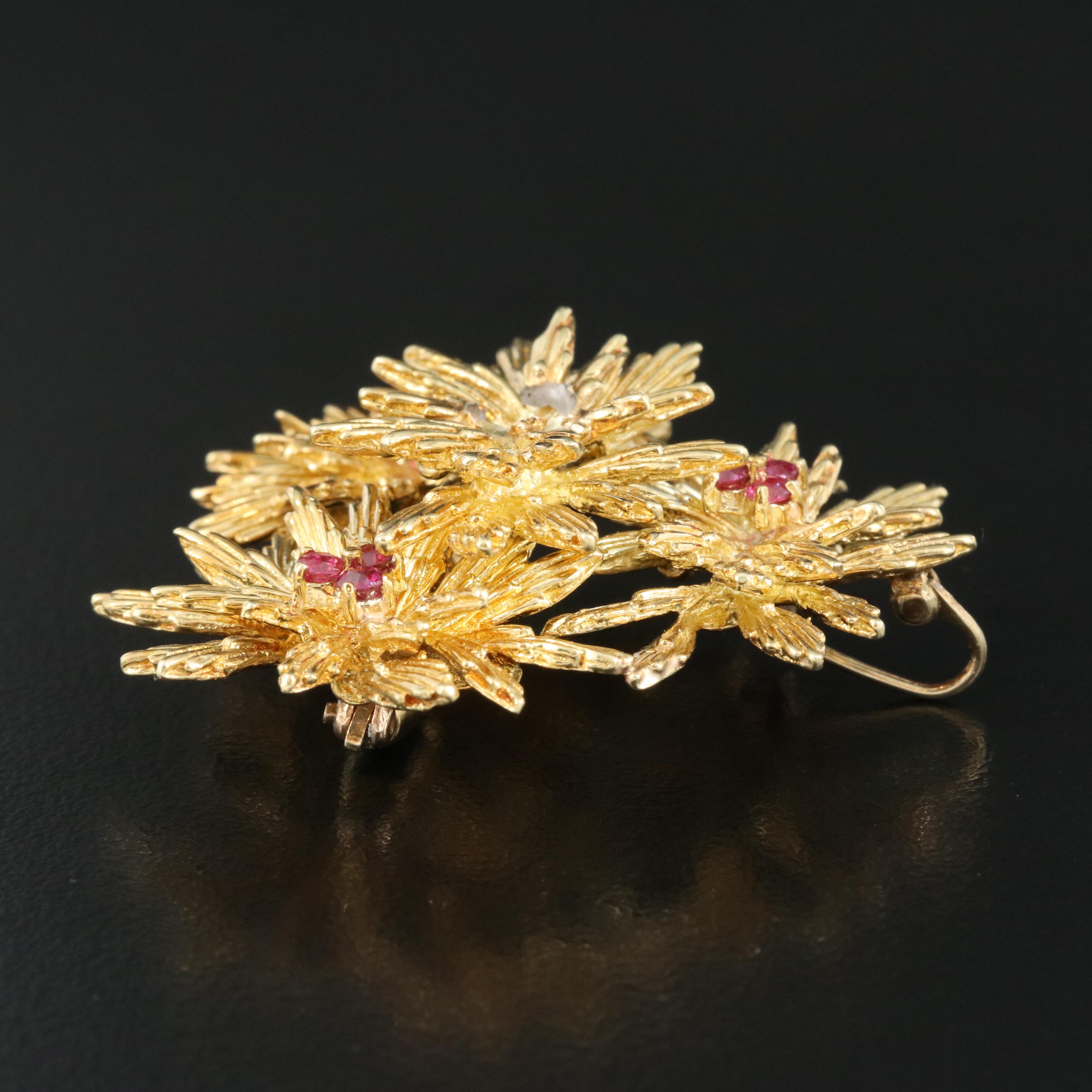 Tiffany & Co. 18K Ruby Floral Converter Brooch | EBTH