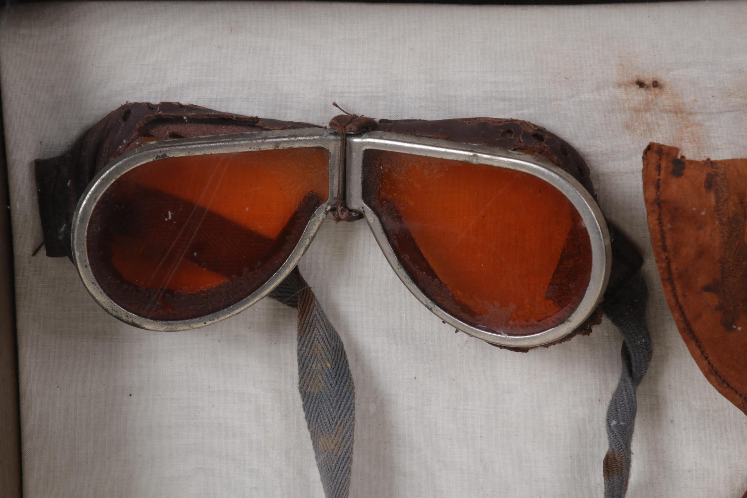 Aviator Goggles, Leather Cap, and Insignia in Frame, Circa 1930 | EBTH
