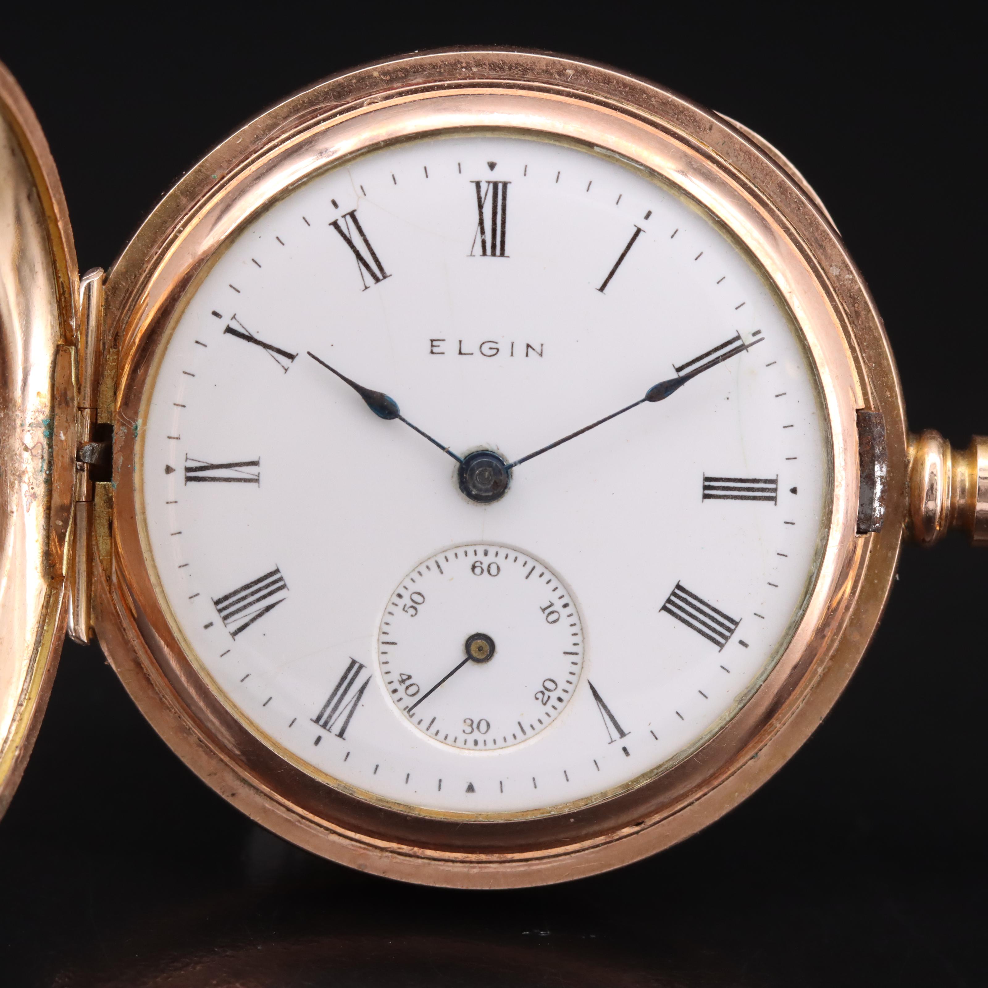 Antique Elgin Hunter Pocket Watch on Fob Necklace | EBTH