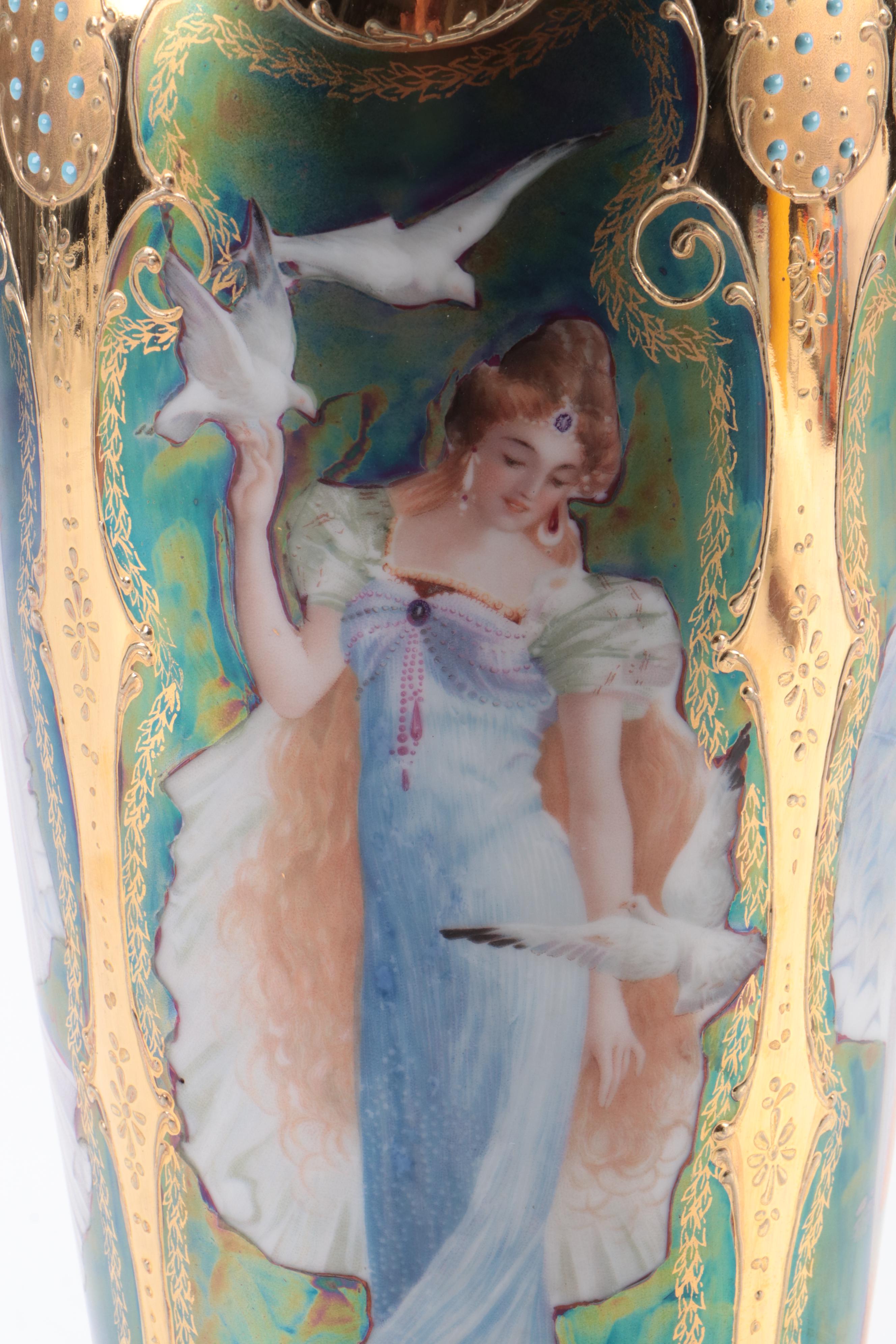 Erdmann Schlegelmilch Art Nouveau Moriage Gilt Porcelain Vase | EBTH