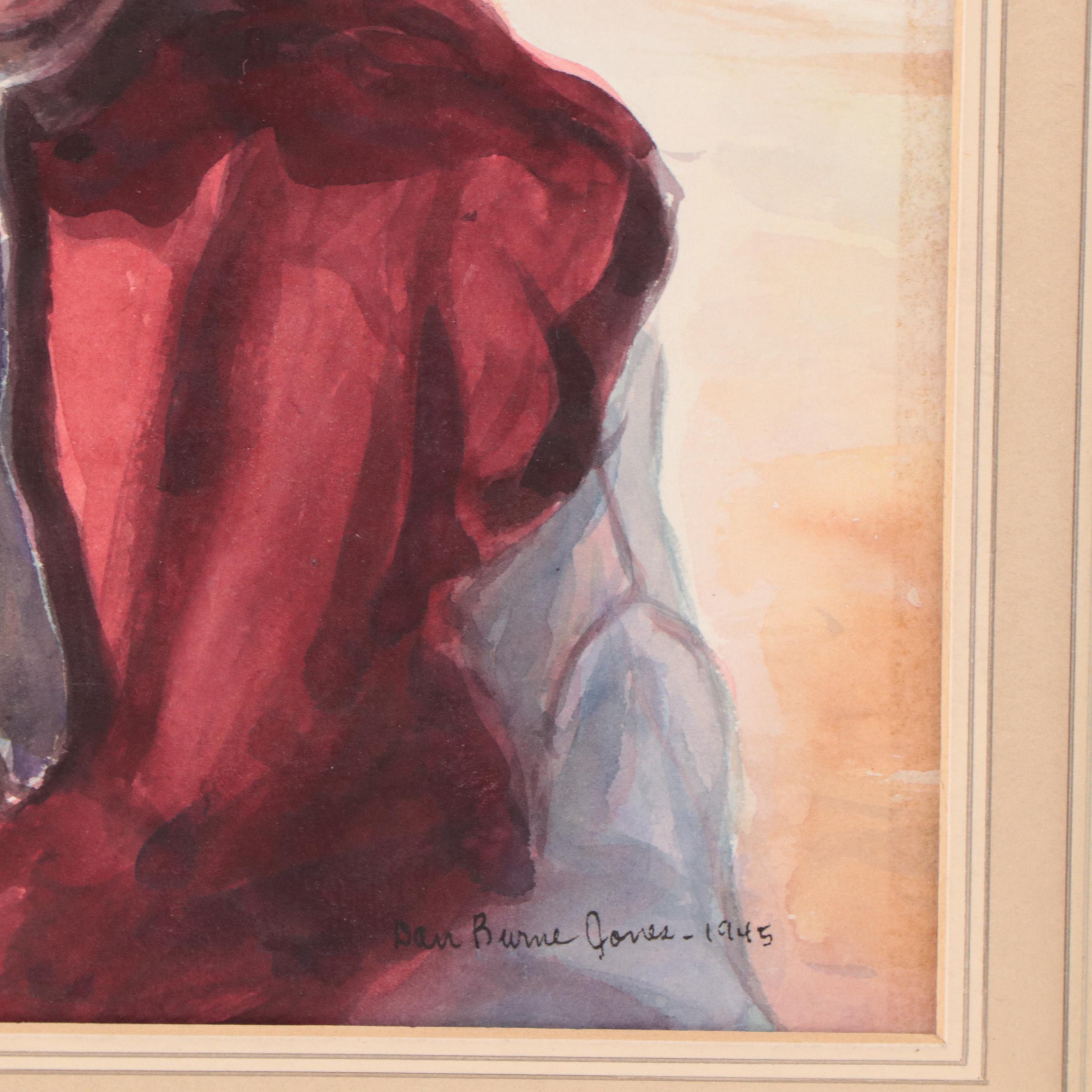 Dan Burne Jones Watercolor Painting of a Young Boy, Mid to Late 20th ...