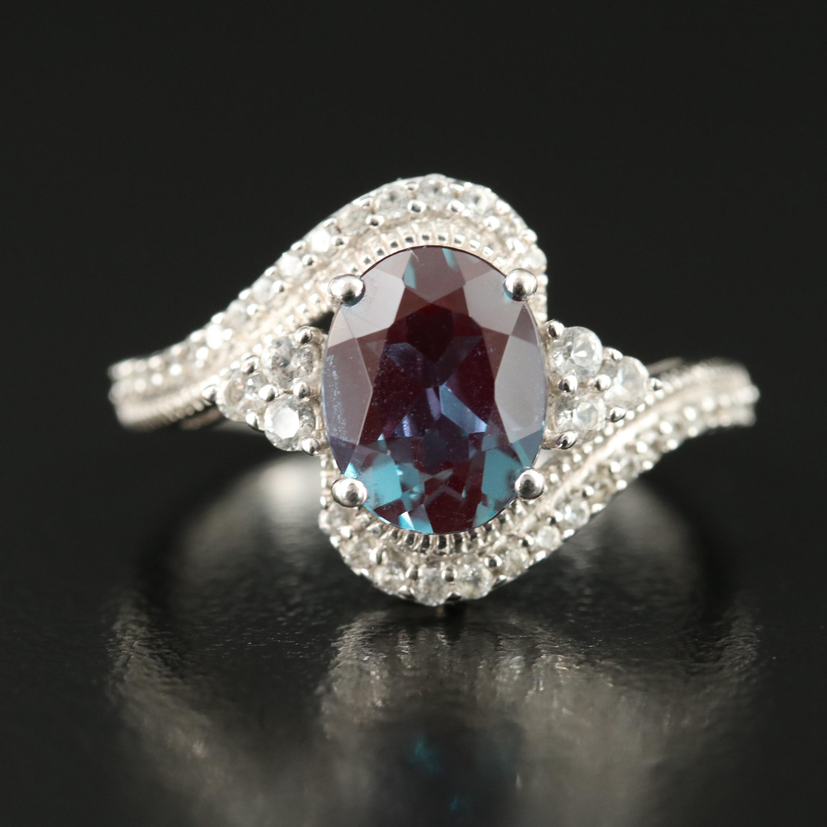 Sterling Color Changing Sapphire and Sapphire Ring | EBTH