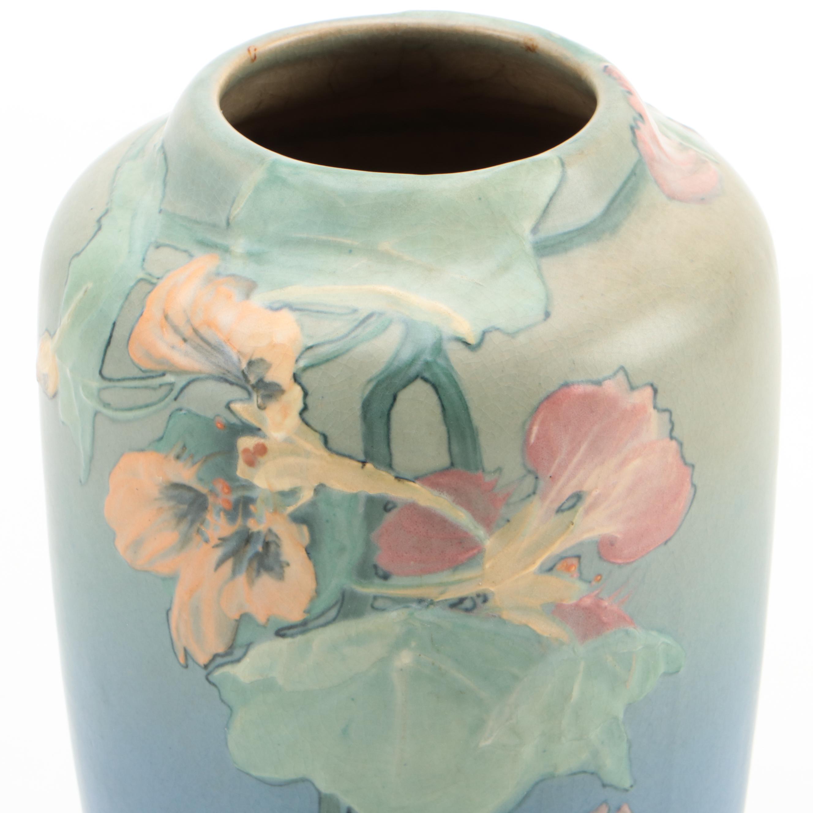 Signed Mae Timberlake for Weller Pottery Earthenware Art Nouveau Vase ...