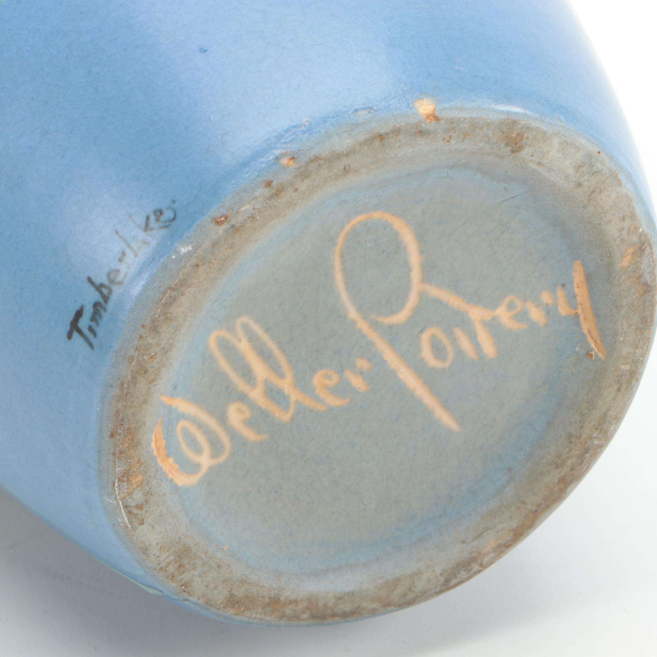 Signed Mae Timberlake for Weller Pottery Earthenware Art Nouveau Vase ...