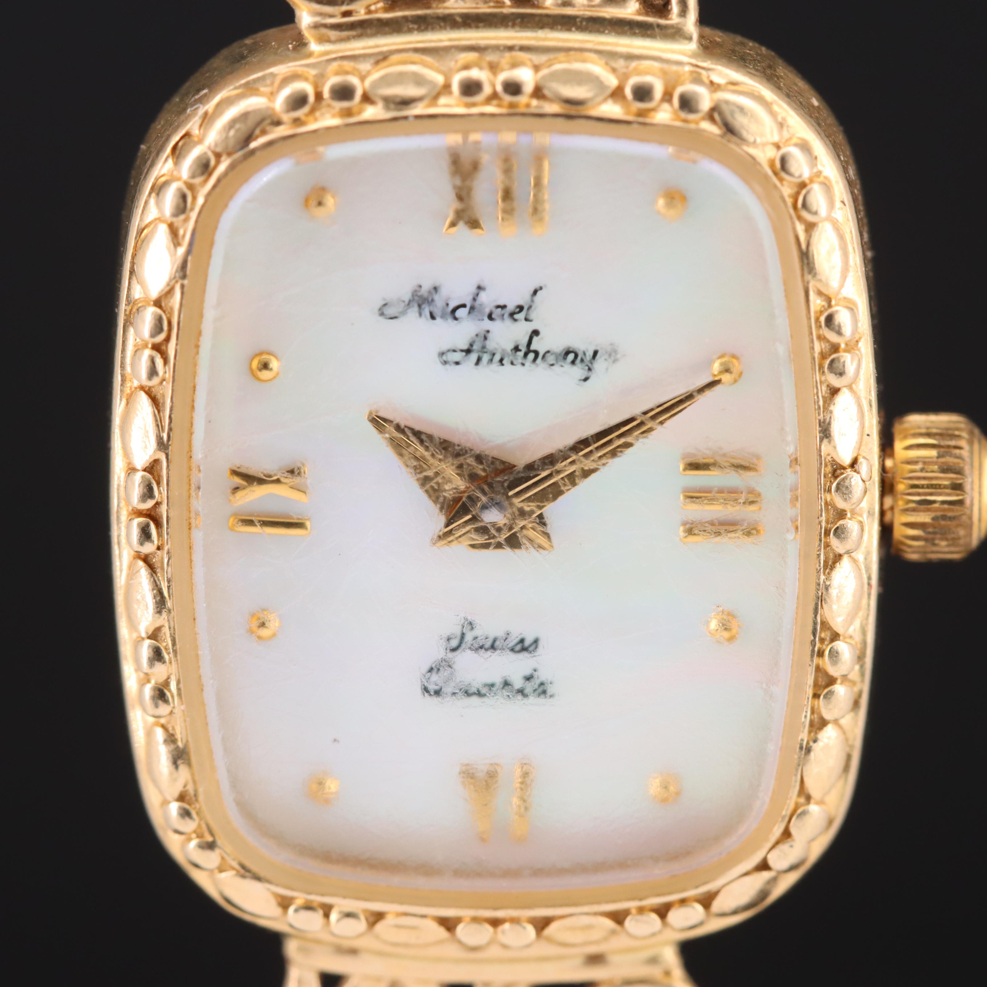 14K Michael Anthony Swiss Quartz Mother-of-Pearl Dial Wristwatch | EBTH