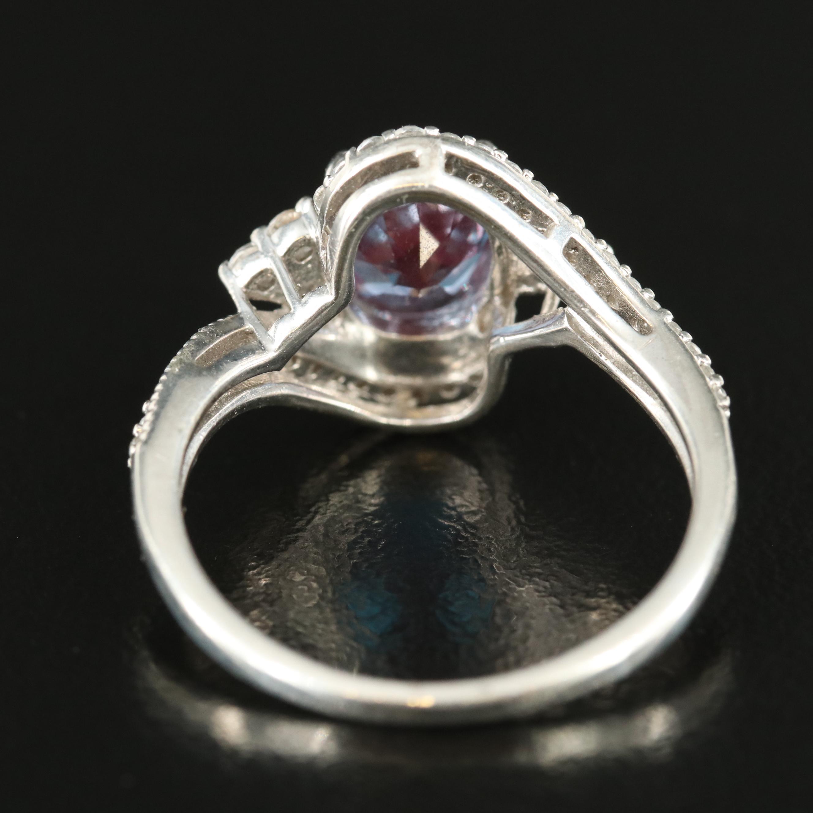 Sterling Color Changing Sapphire and Sapphire Ring | EBTH