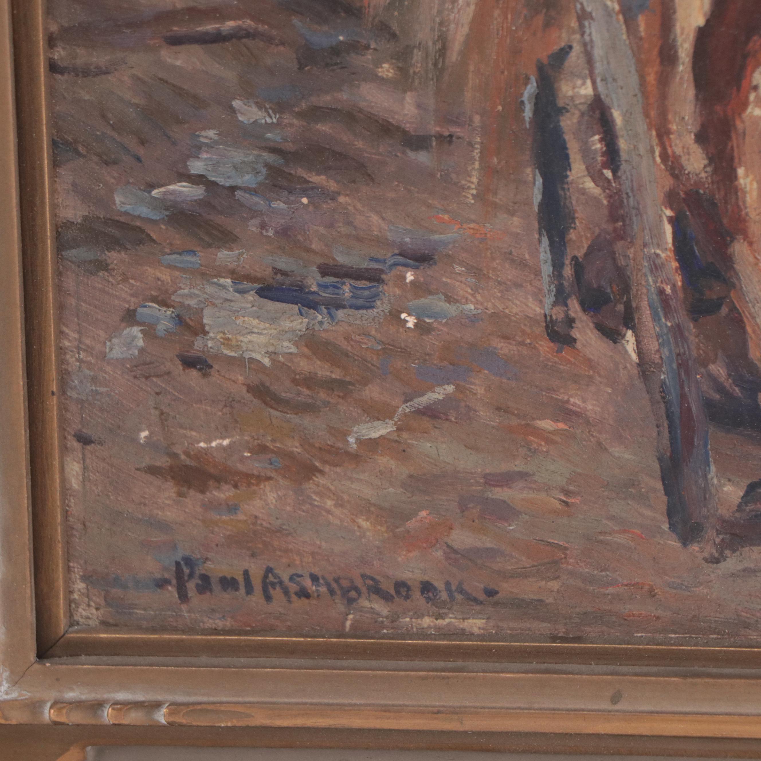 Paul Ashbrook Oil Painting of Figures in Street Scene | EBTH