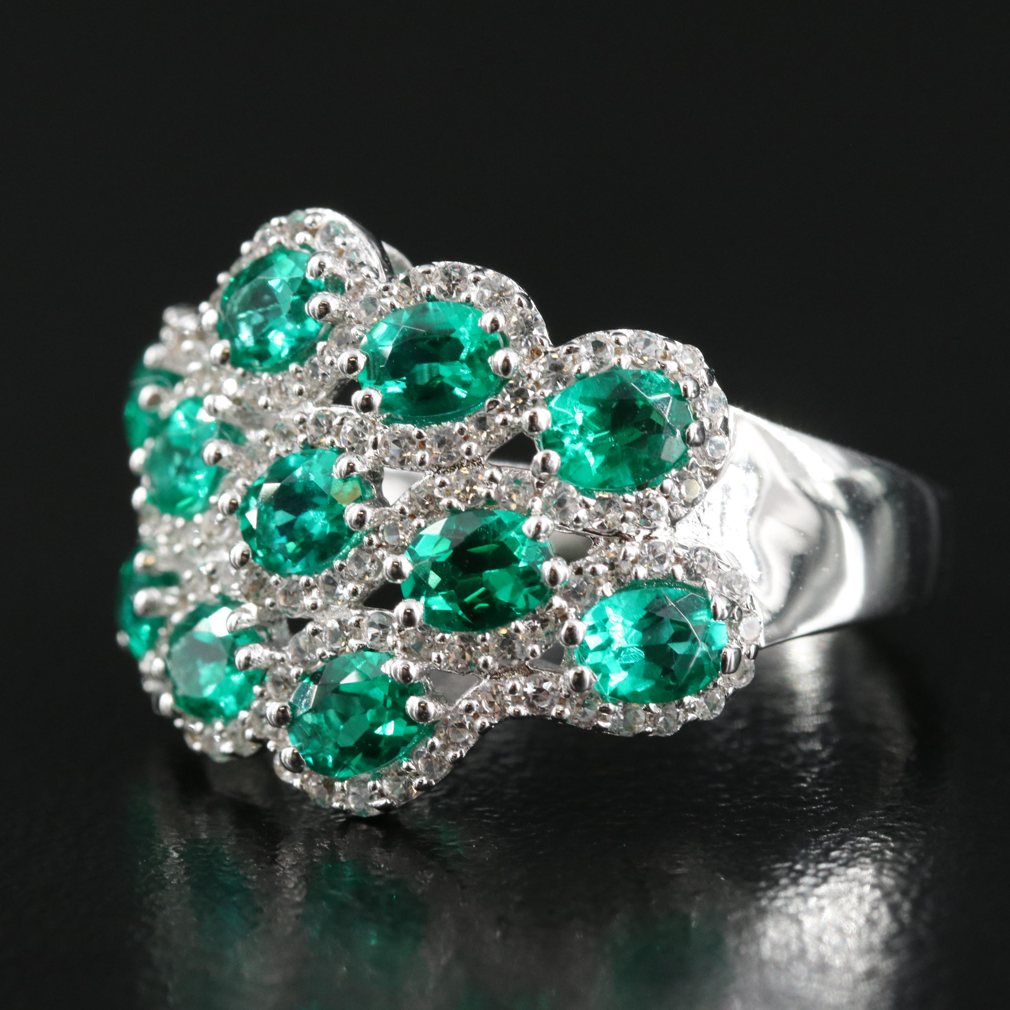 Sterling Emerald and Sapphire Ring | EBTH