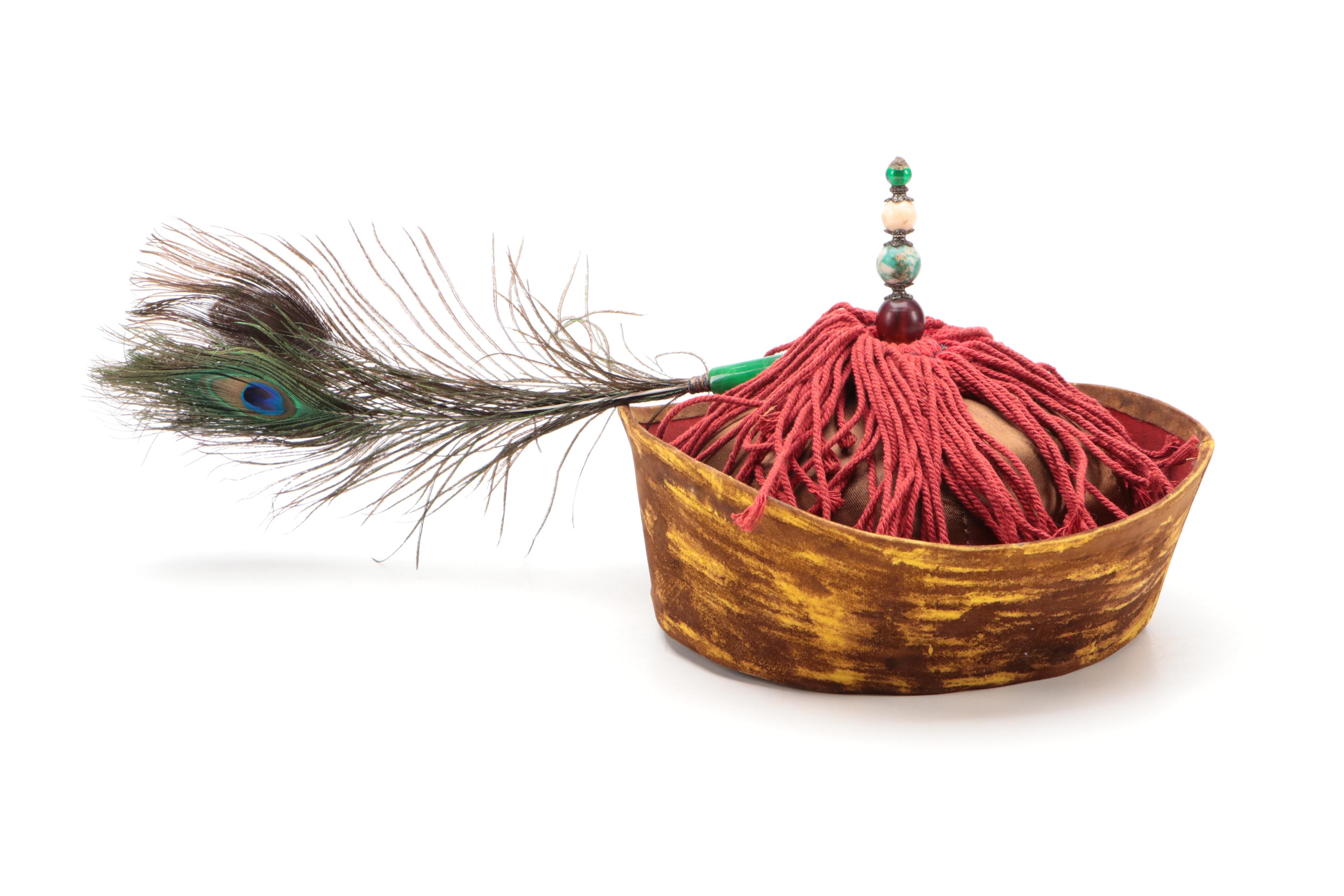 Chinese Silk and Velvet Winter Chao Guan (Official's Hat) with Finial ...