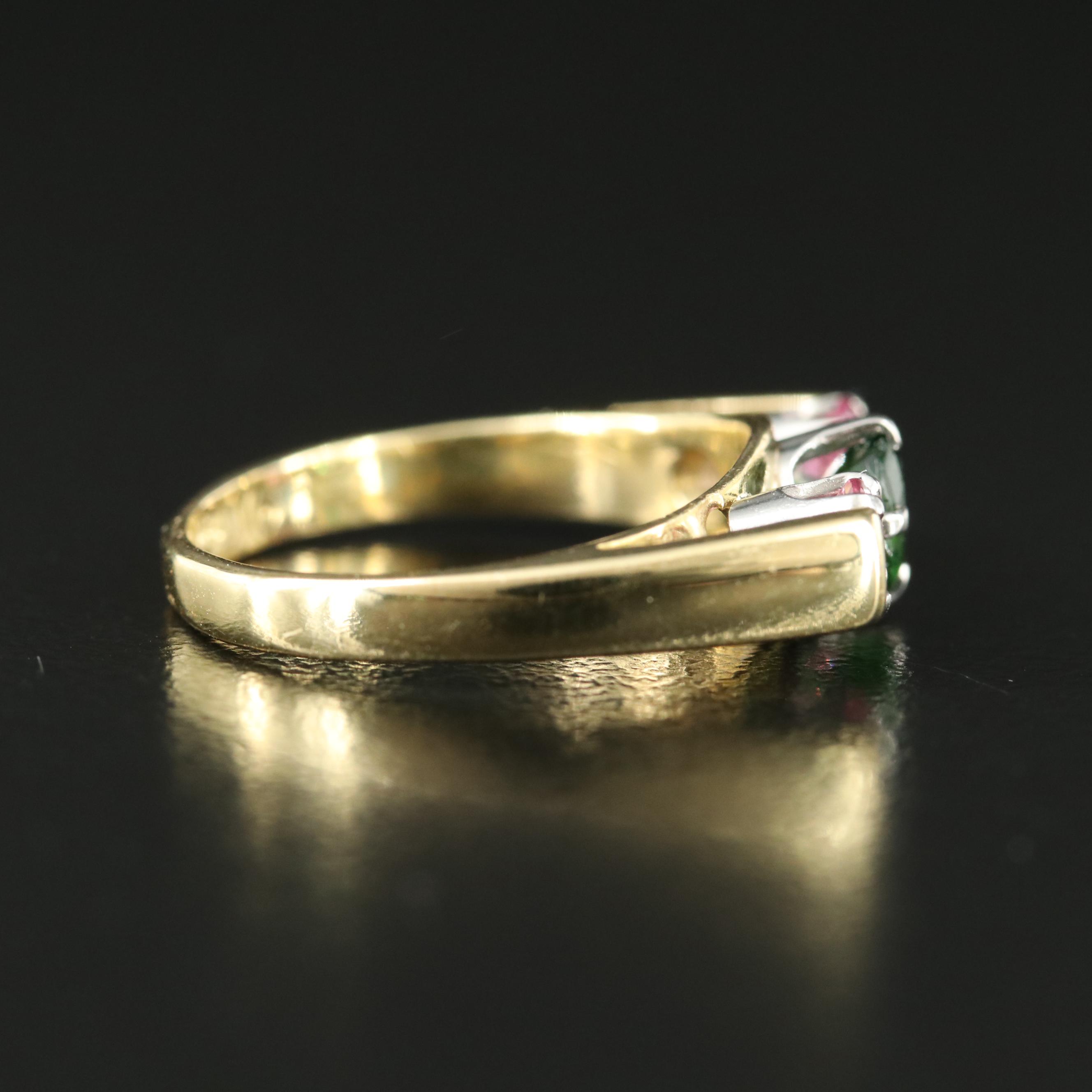 18K Tsavorite and Tourmaline Three Stone Ring | EBTH