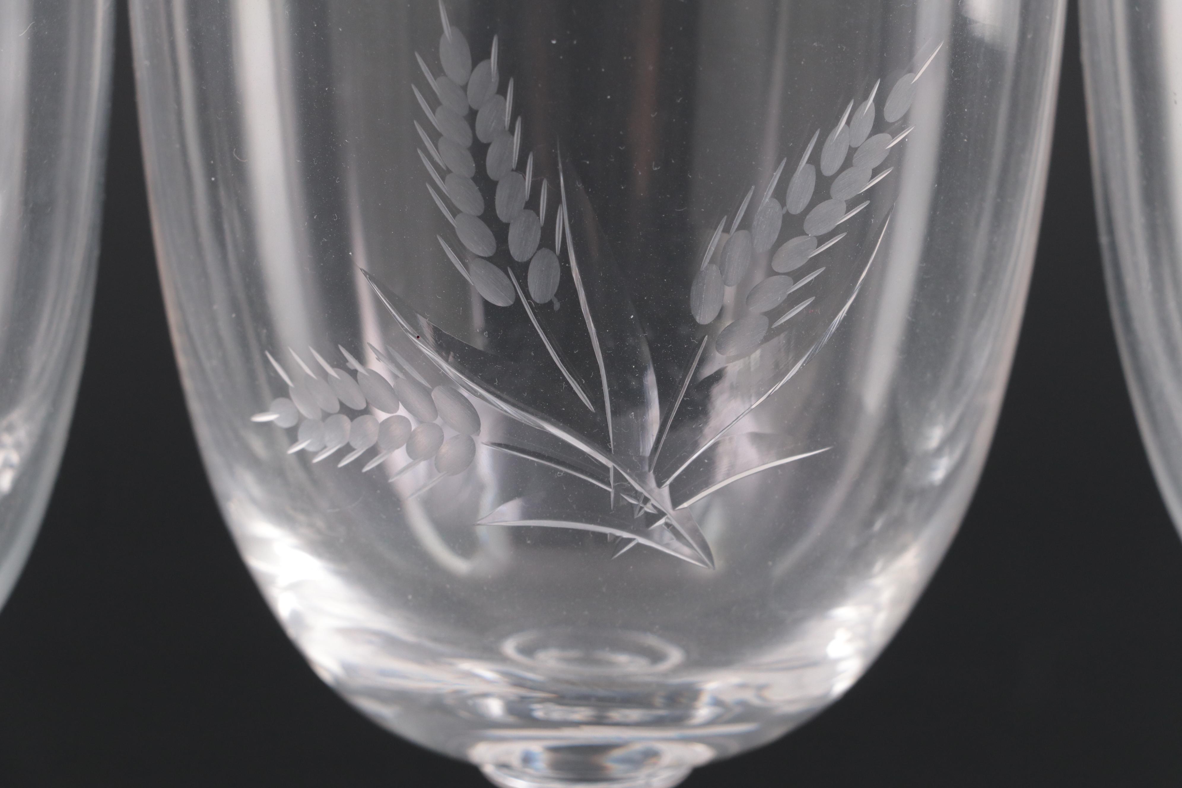 Reizart "Wheat" Glass Water Goblets and Other Etched Glass Stemware | EBTH
