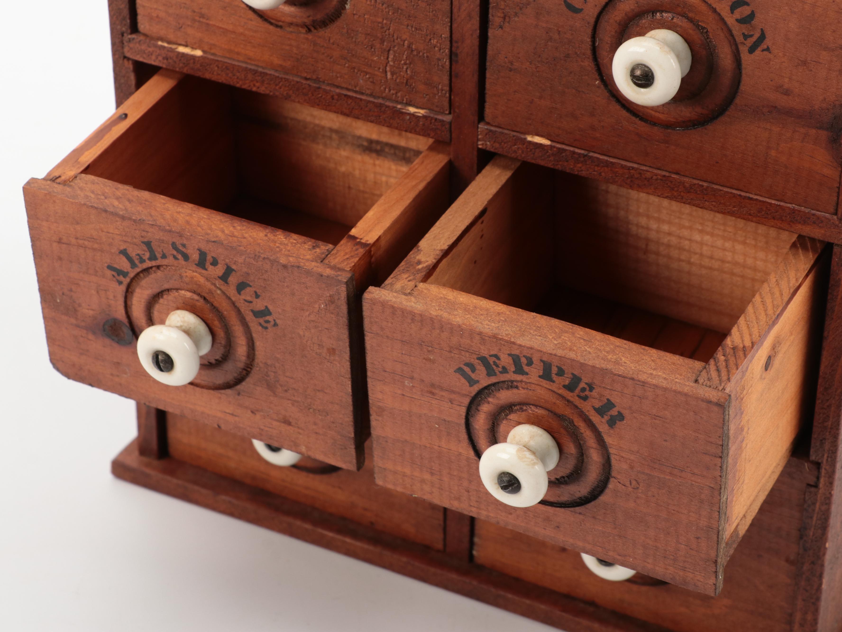 Primitive Spice Cabinet with Other Wood Tabletop Cabinet with Porcelain ...