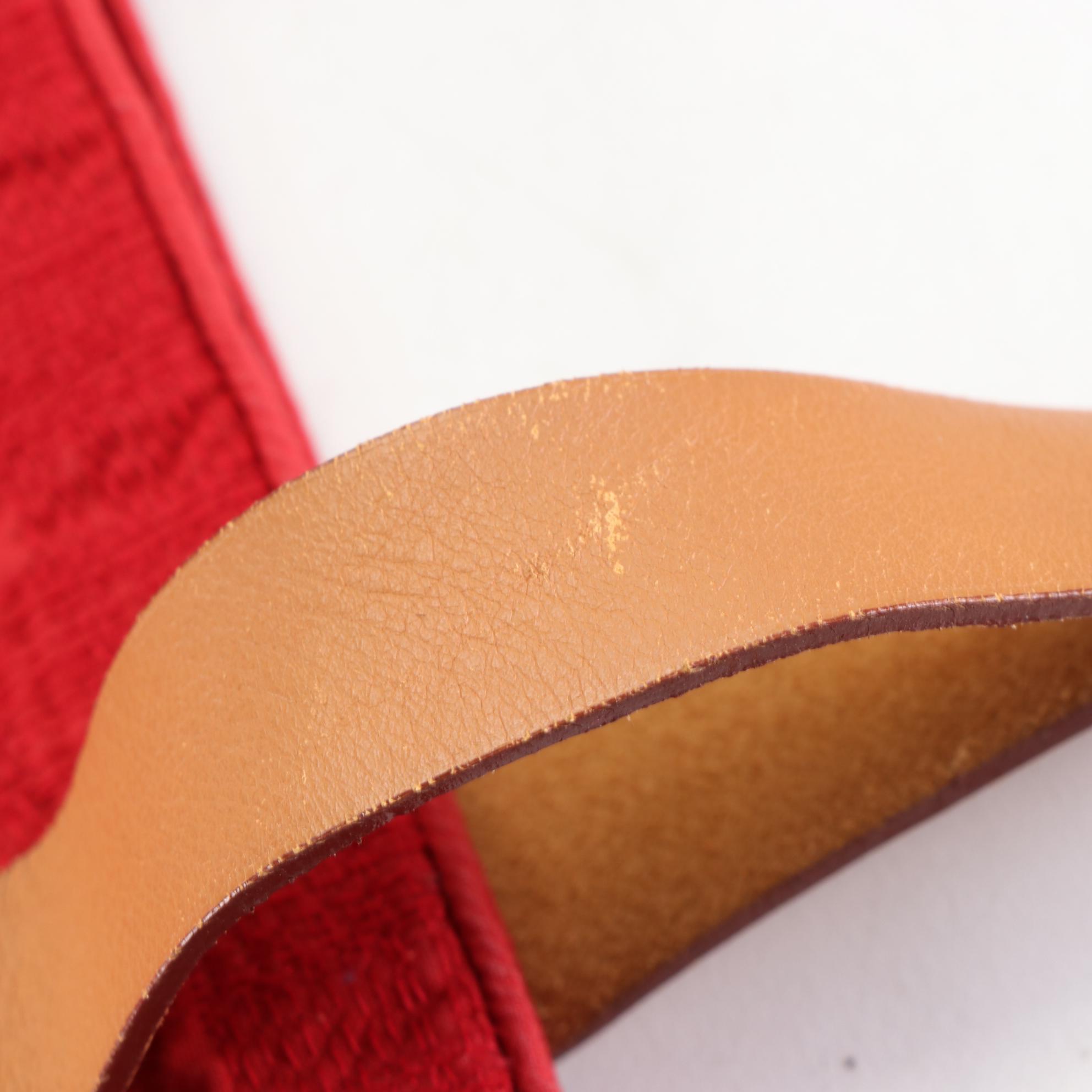 Hermès Ahmedabad Tote in Red Grid Texture Cotton Canvas and Tan Leather ...