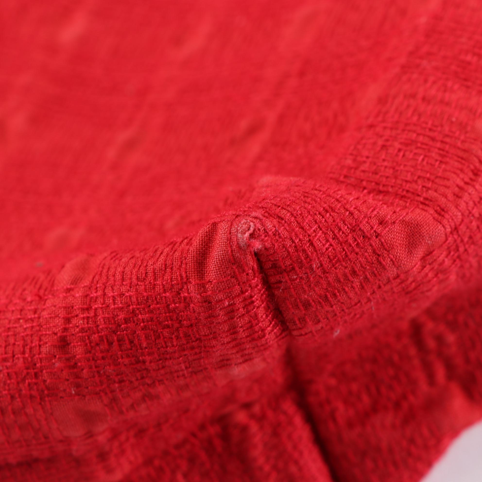 Hermès Ahmedabad Tote in Red Grid Texture Cotton Canvas and Tan Leather ...