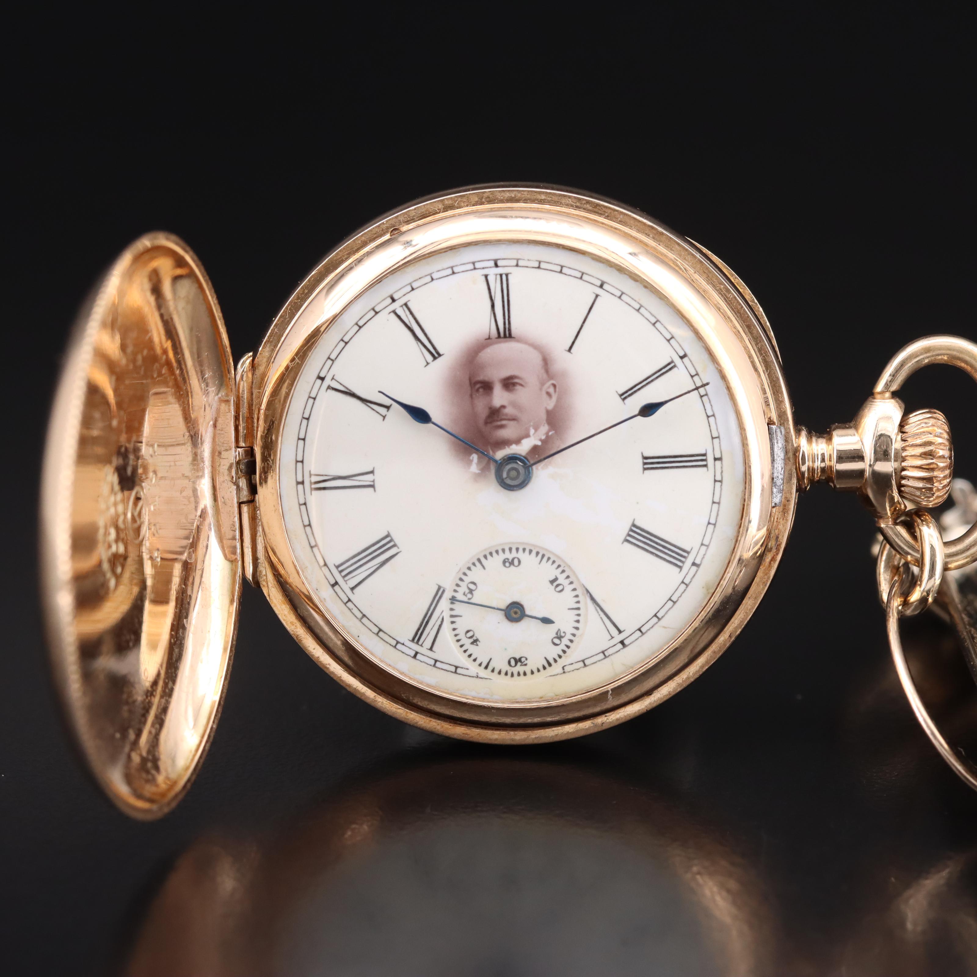 14K Waltham Diamond Pocket Watch Pin Conversion Timepiece | EBTH