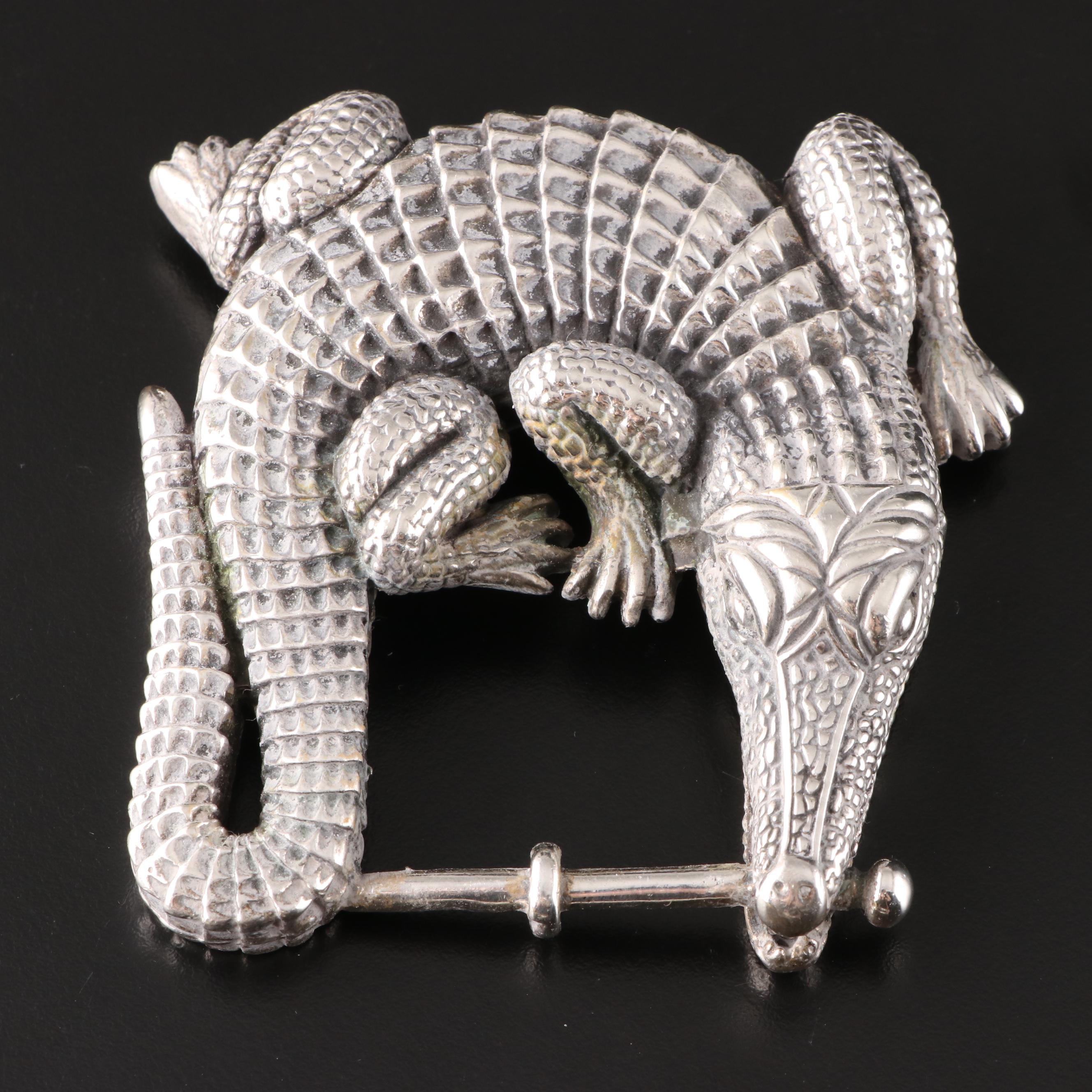 Barry Kieselstein-Cord Sterling Silver Alligator Large Belt Buckle | EBTH