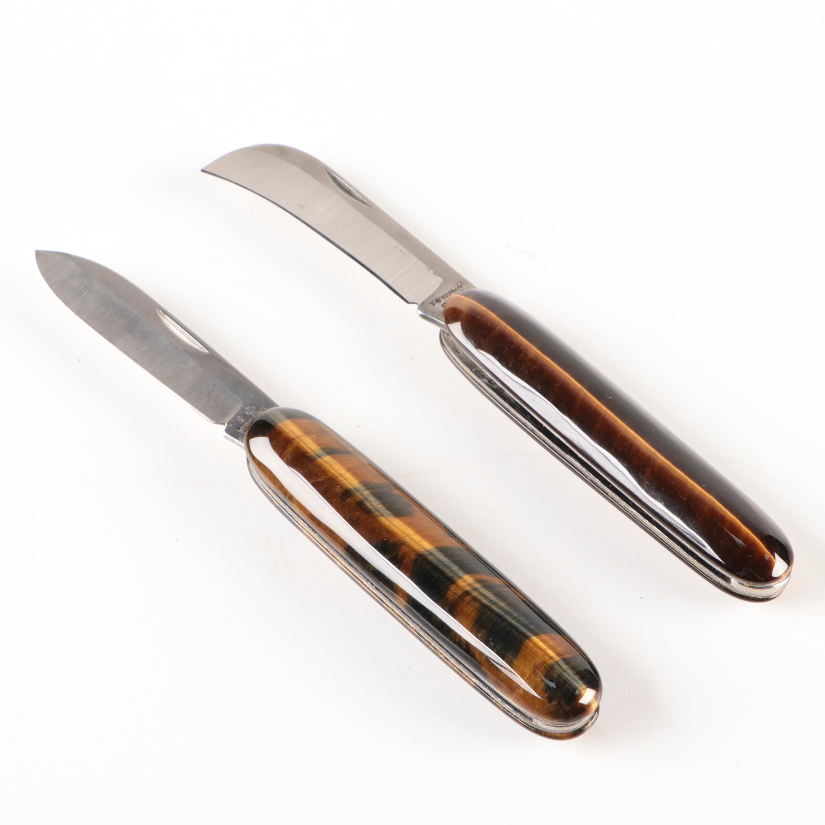 Tiger's Eye Handled Rodgers Sheffield Pocket Knives | EBTH