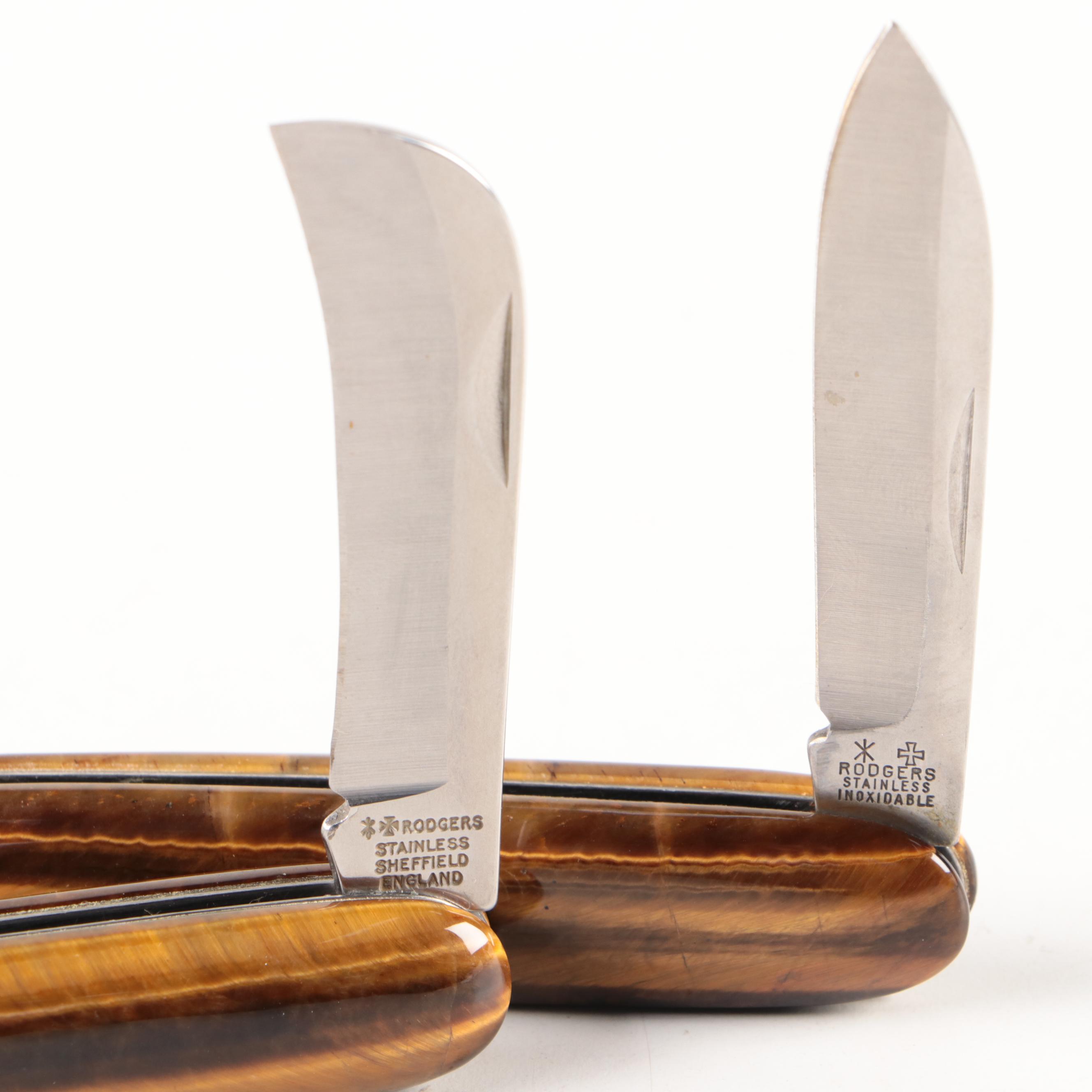 Tiger's Eye Handled Rodgers Sheffield Pocket Knives | EBTH