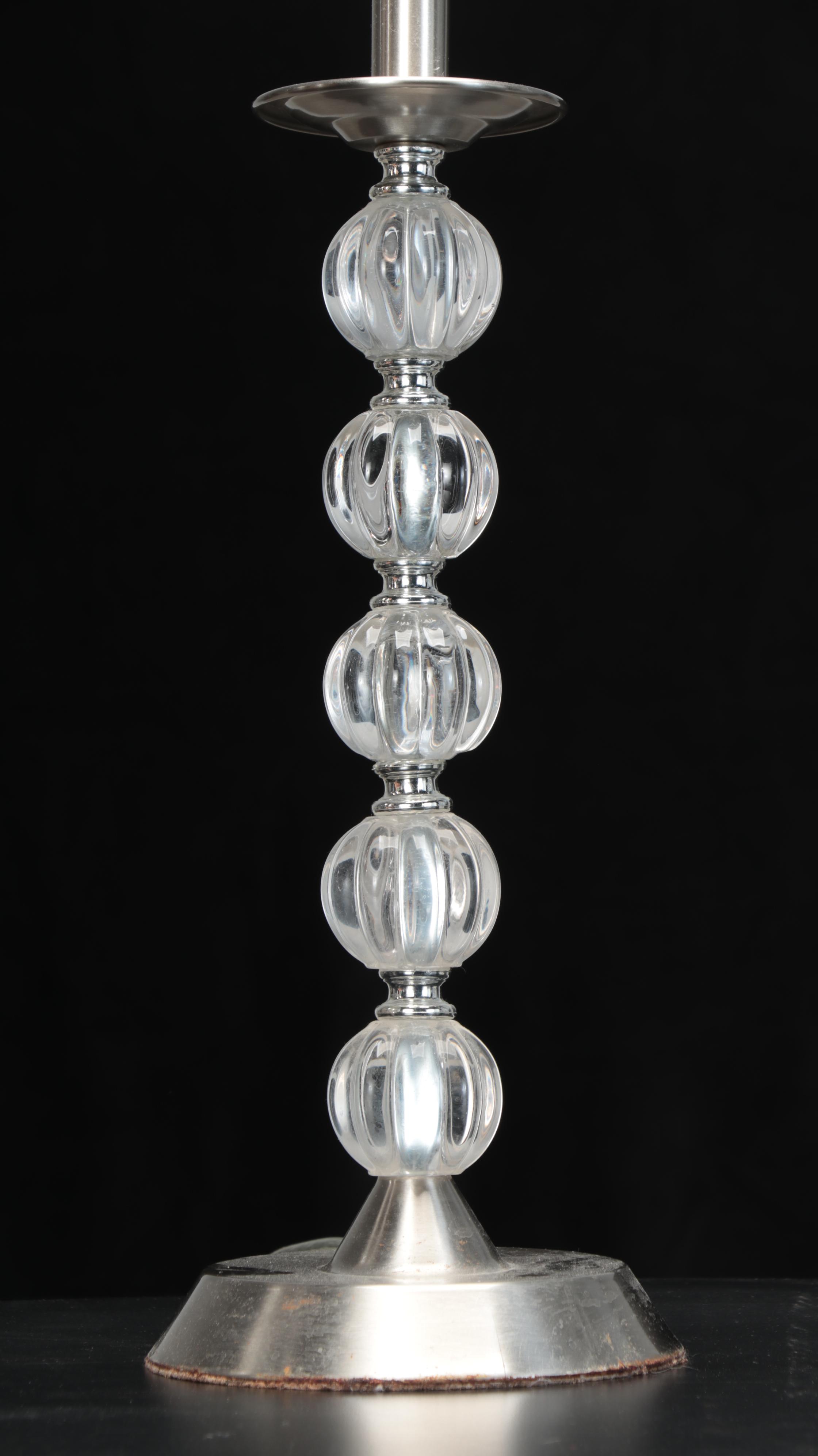 Three Stacked Orb Glass and Acrylic Table Lamps, Contemporary | EBTH