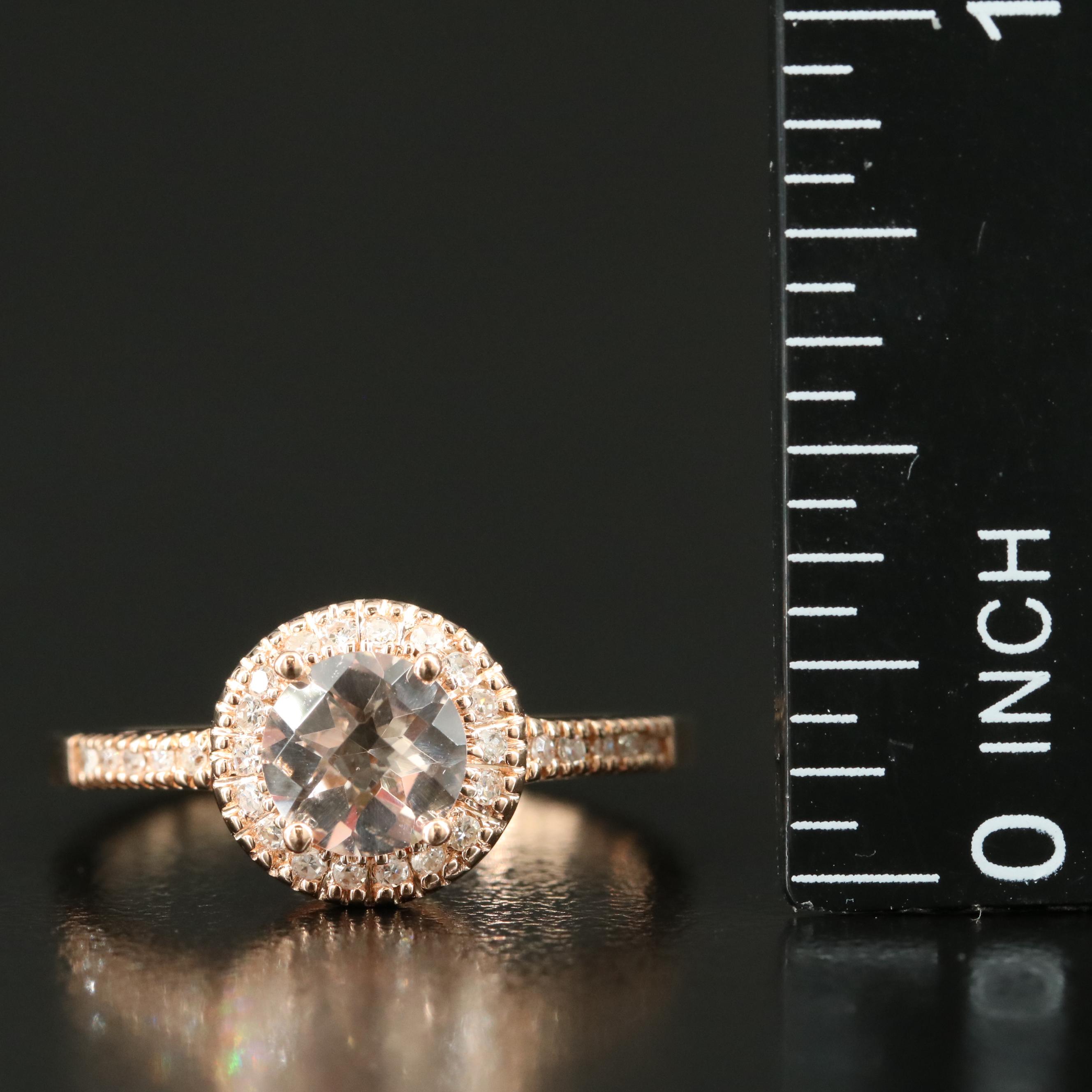 14K Rose Gold Morganite and Diamond Ring | EBTH